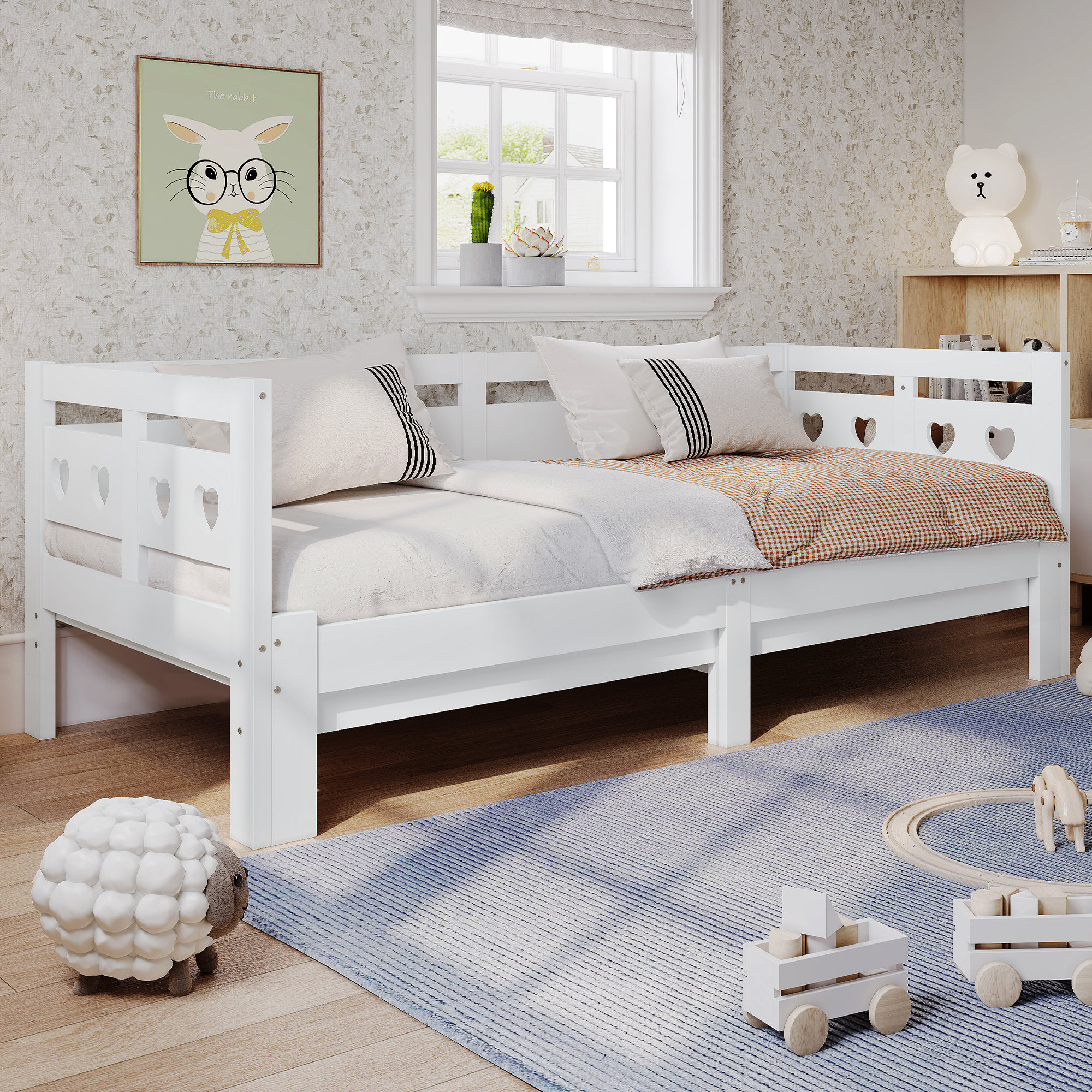 Red Barrel Studio® Arly Heart-Shaped Daybed with Trundle, Extendable ...