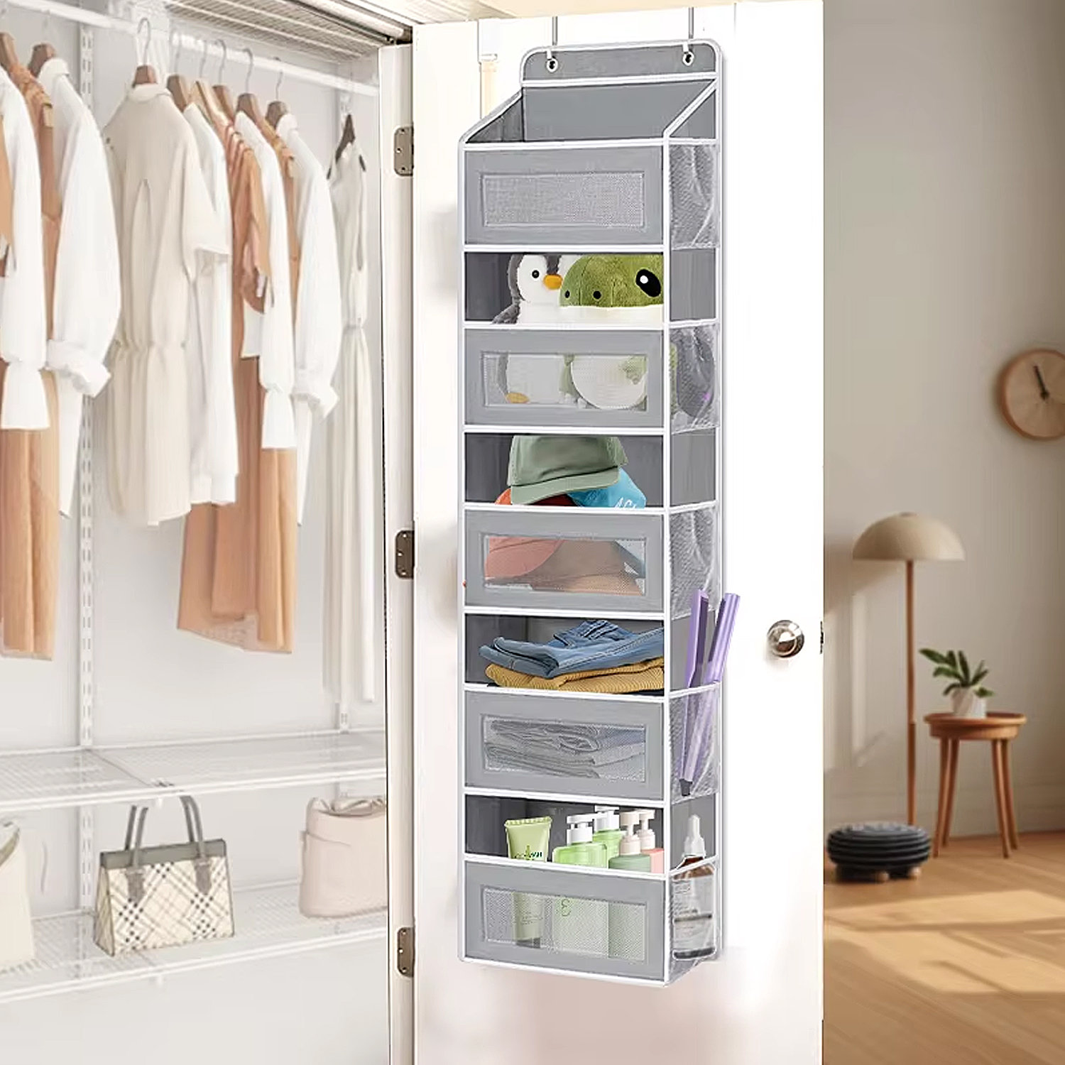 Rebrilliant 5-Shelf Over Door Hanging Organizer Fabric For Closet ...