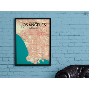OurPoster.com Los Angeles City Map On Paper Graphic Art | Wayfair