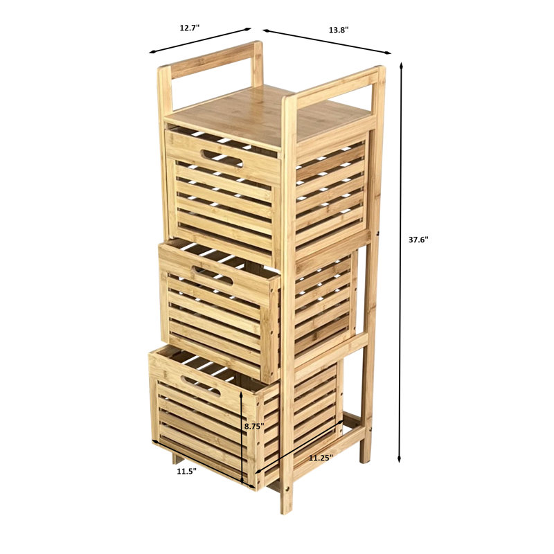 Loon Peak® Solid Bamboo 3 Drawer Pantry Tower | Wayfair