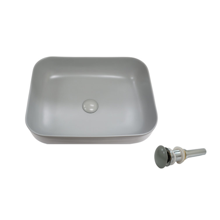 Kingsman Hardware 20 Inch Ceramic Rectangular Vessel Bathroom Sink ...