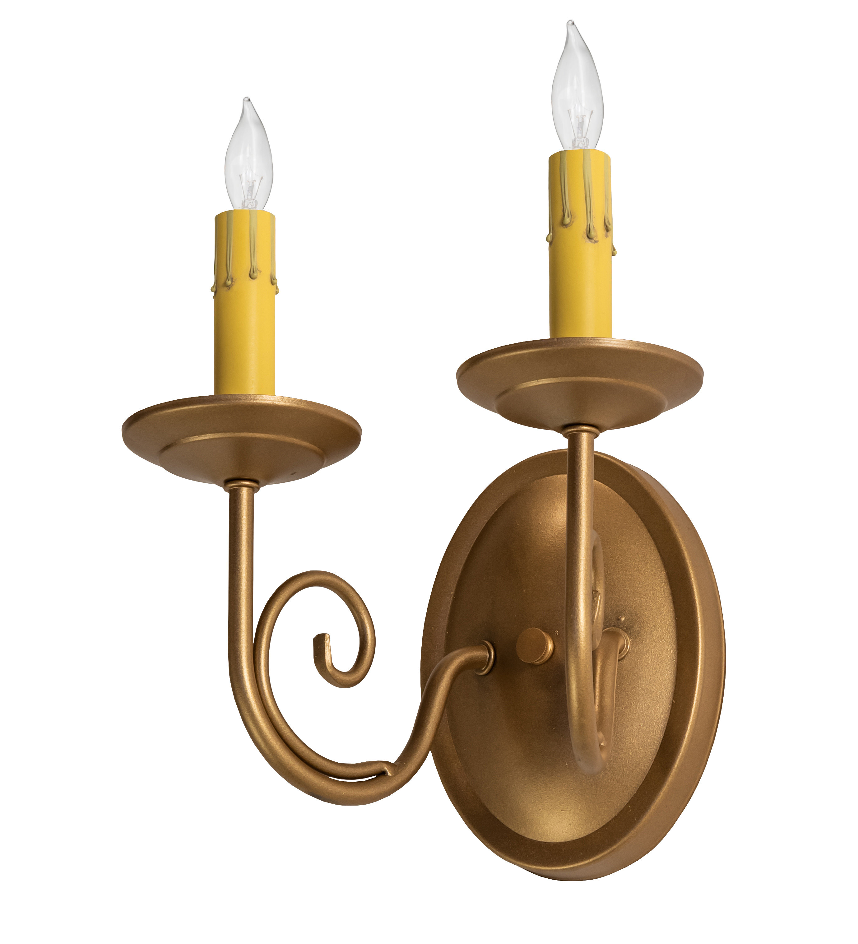 Meyda Lighting Jenna 2 - Light Dimmable Gold Metallic Candle Wall Light ...