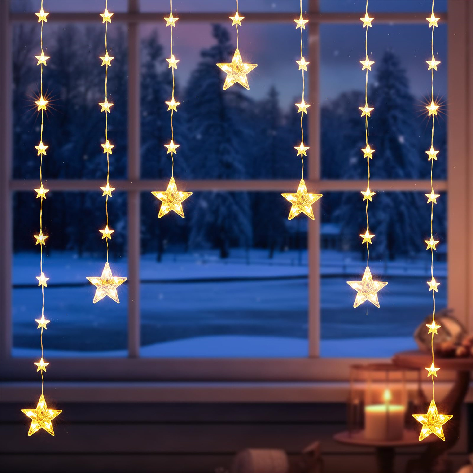 The Seasonal Aisle Christmas Star Window Lights, 46 Star Curtain Lights ...