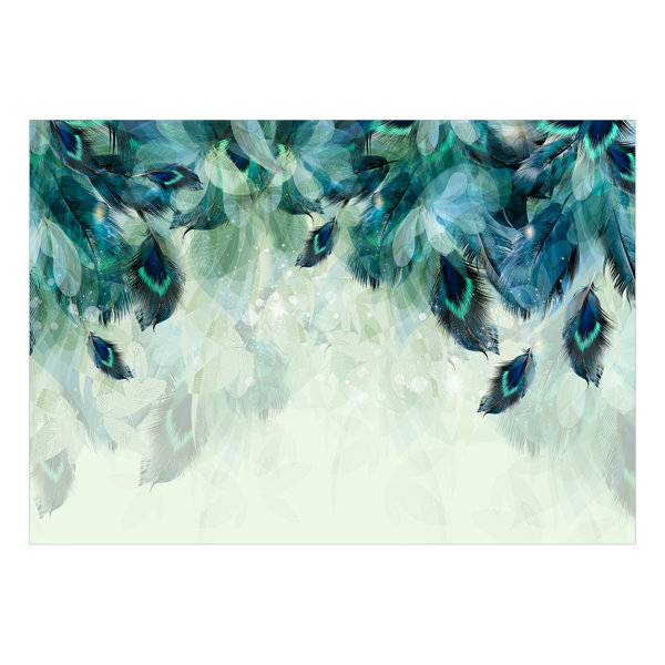 Artgeist USA Emerald Feathers Peel & Stick Wall Mural | Wayfair