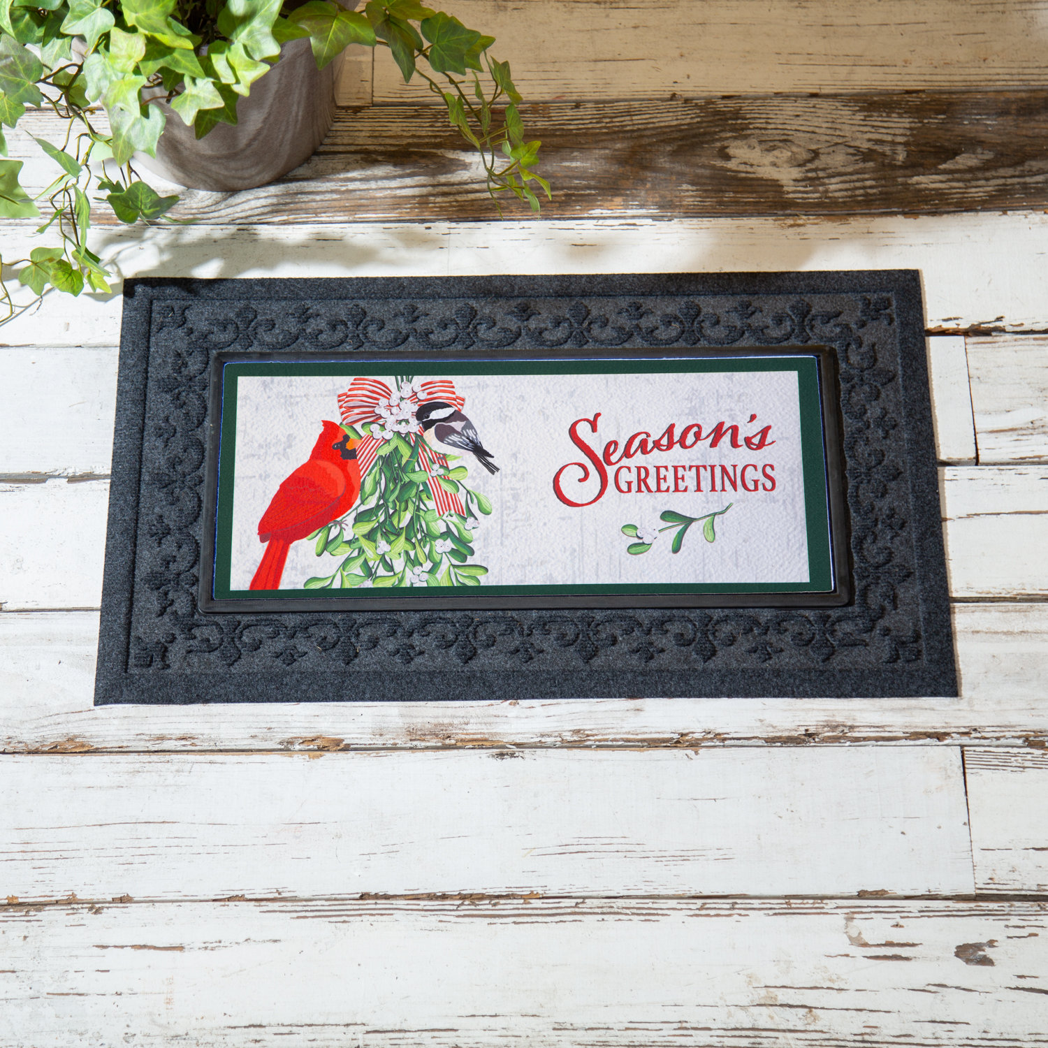 Winston Porter Mistletoe and Cardinal Sassafras Switch Mat | Wayfair