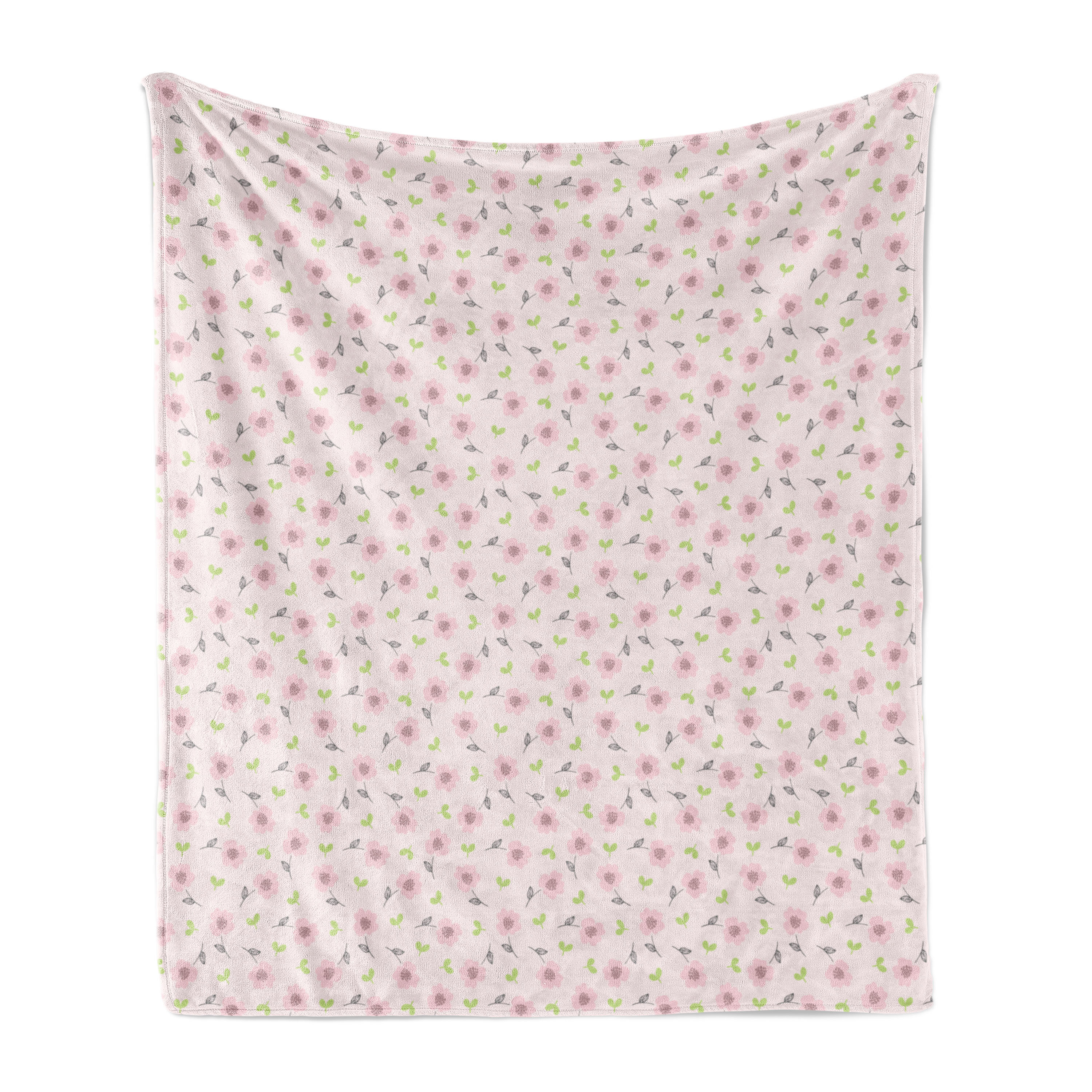 Ambesonne Floral Fleece Throw Blanket Pink Blooming Flowers Art Pale ...