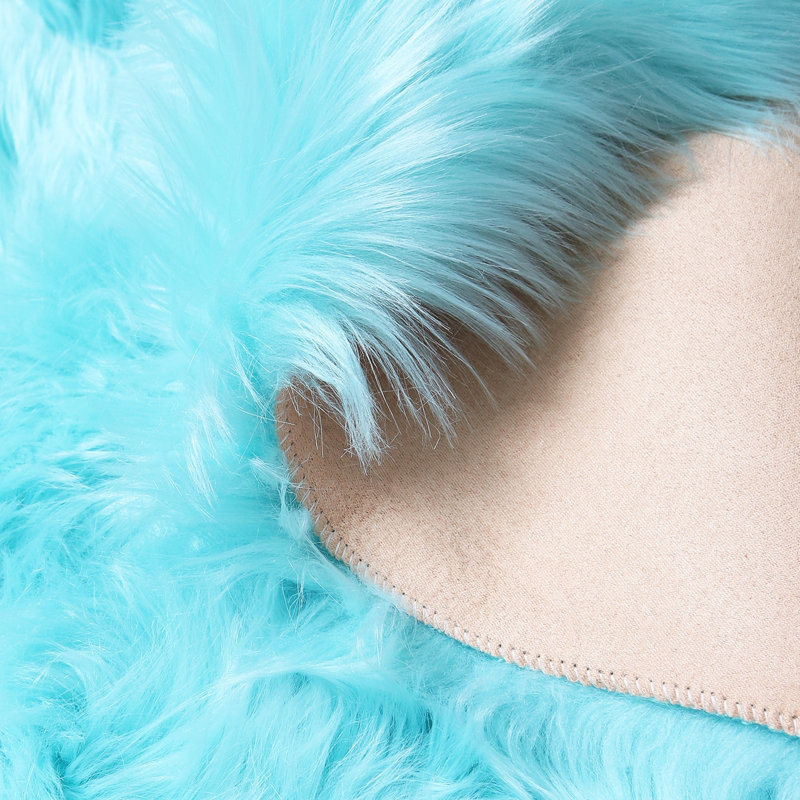iLiebe Handmade Faux Sheepskin Light Blue Rug | Wayfair