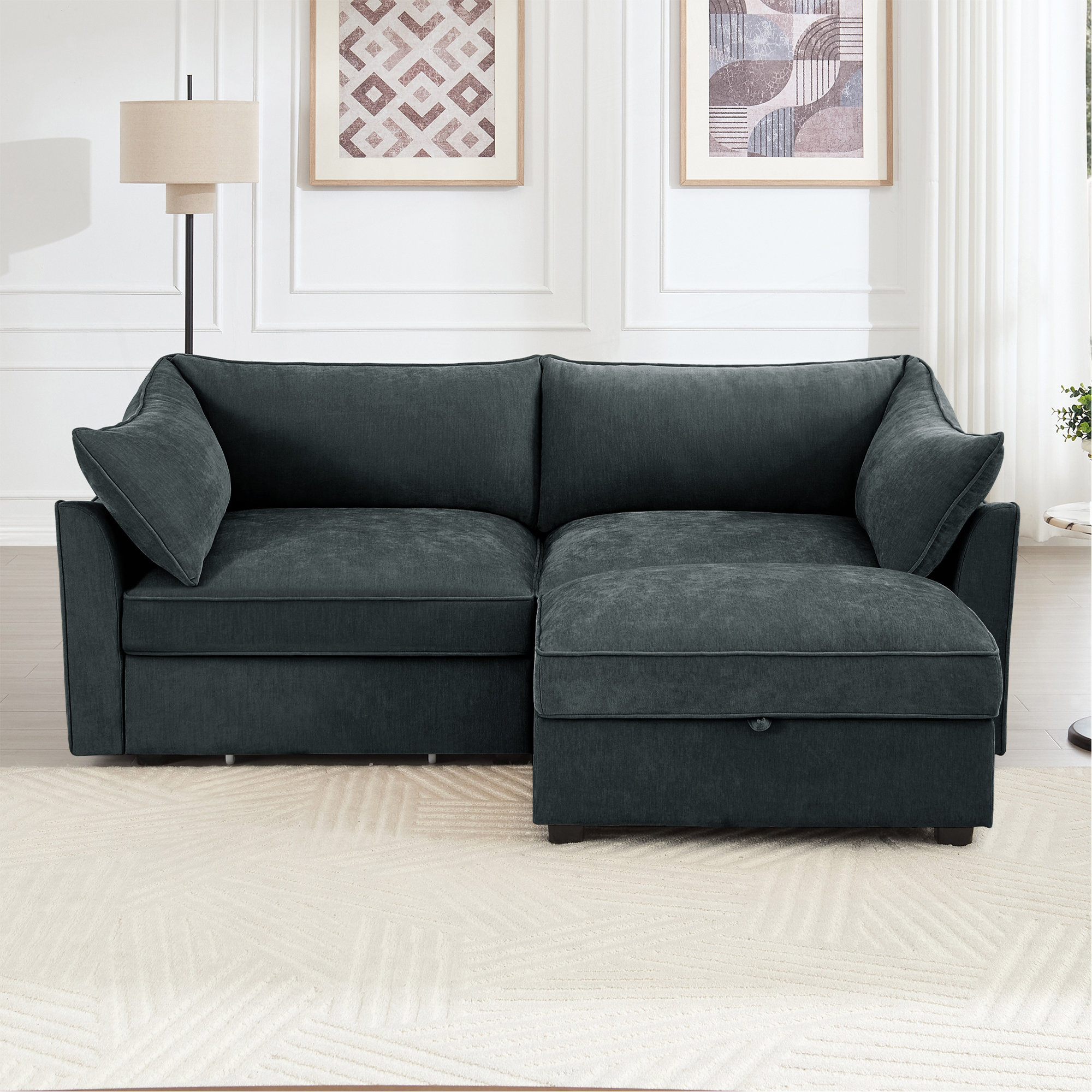 Mercer41 2 Seater Sofa With Footrest , 2-Seat Sofa With 1 Movable ...
