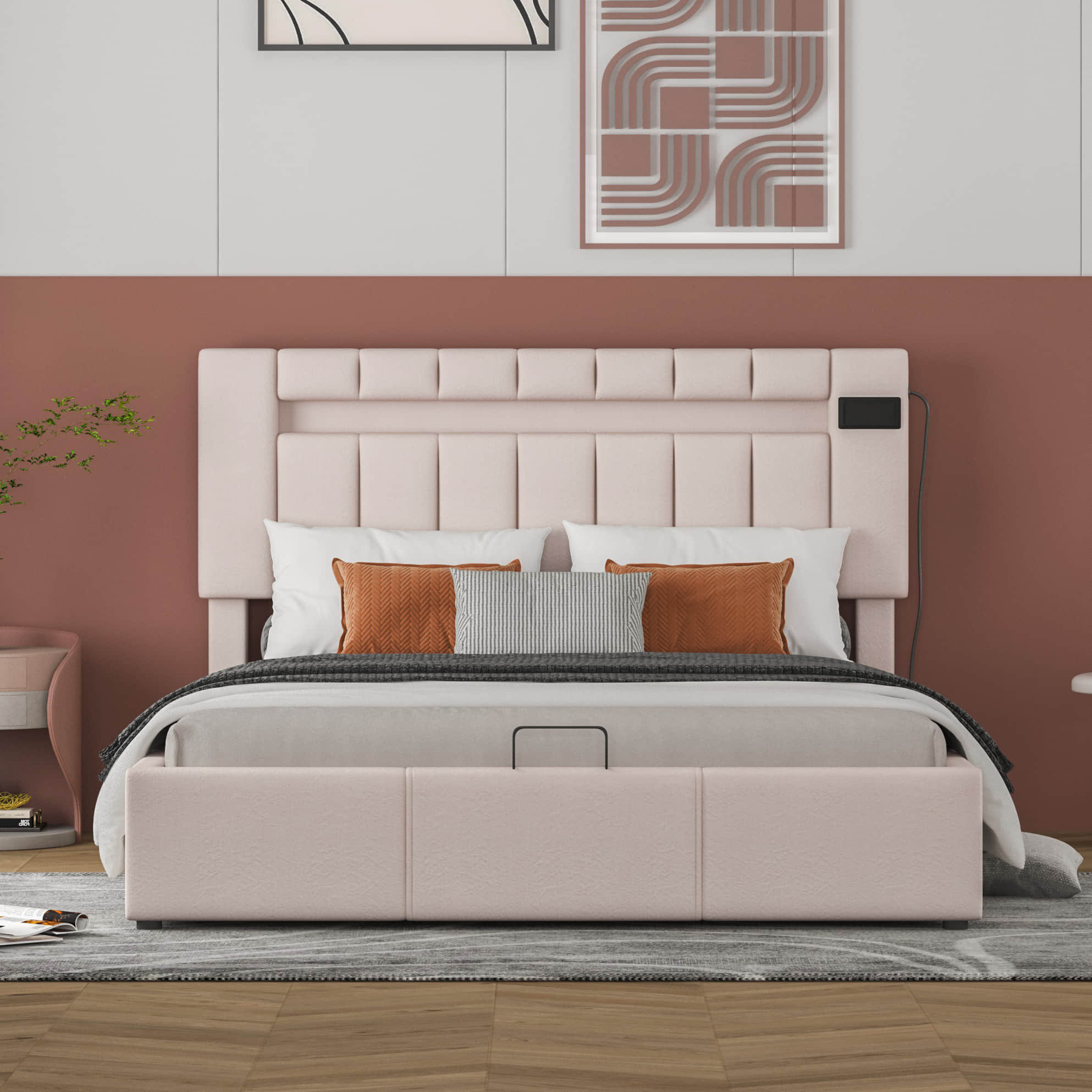 Latitude Run® Full Size Deanglo Upholstered Storage Bed with LED light ...