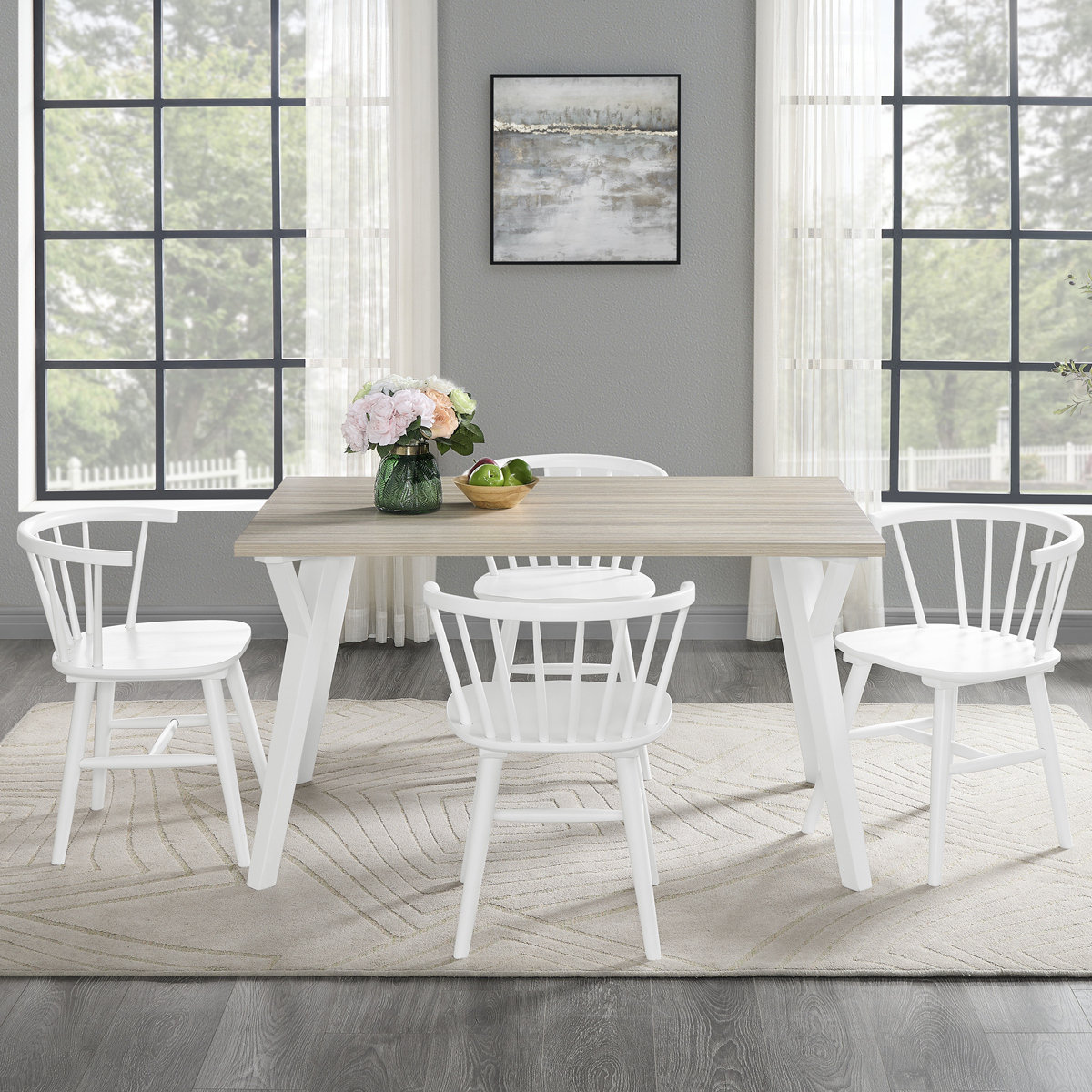 Gracie Oaks Roundhill Alwynn And Natural Wood Dining Set, Dining Table ...