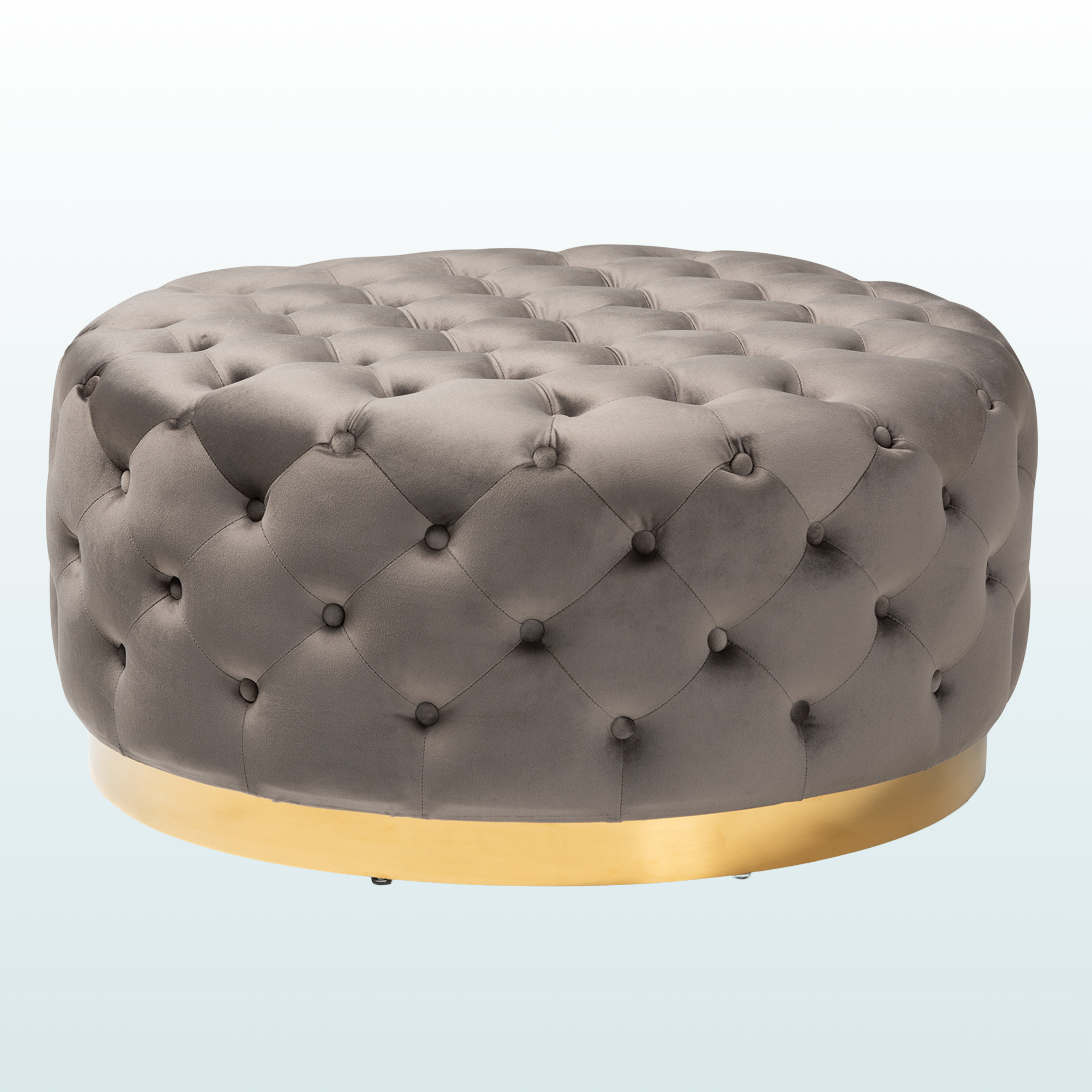 Rosdorf Park Sauna Modern Grey Velvet Fabric Upholstered Gold Finished ...