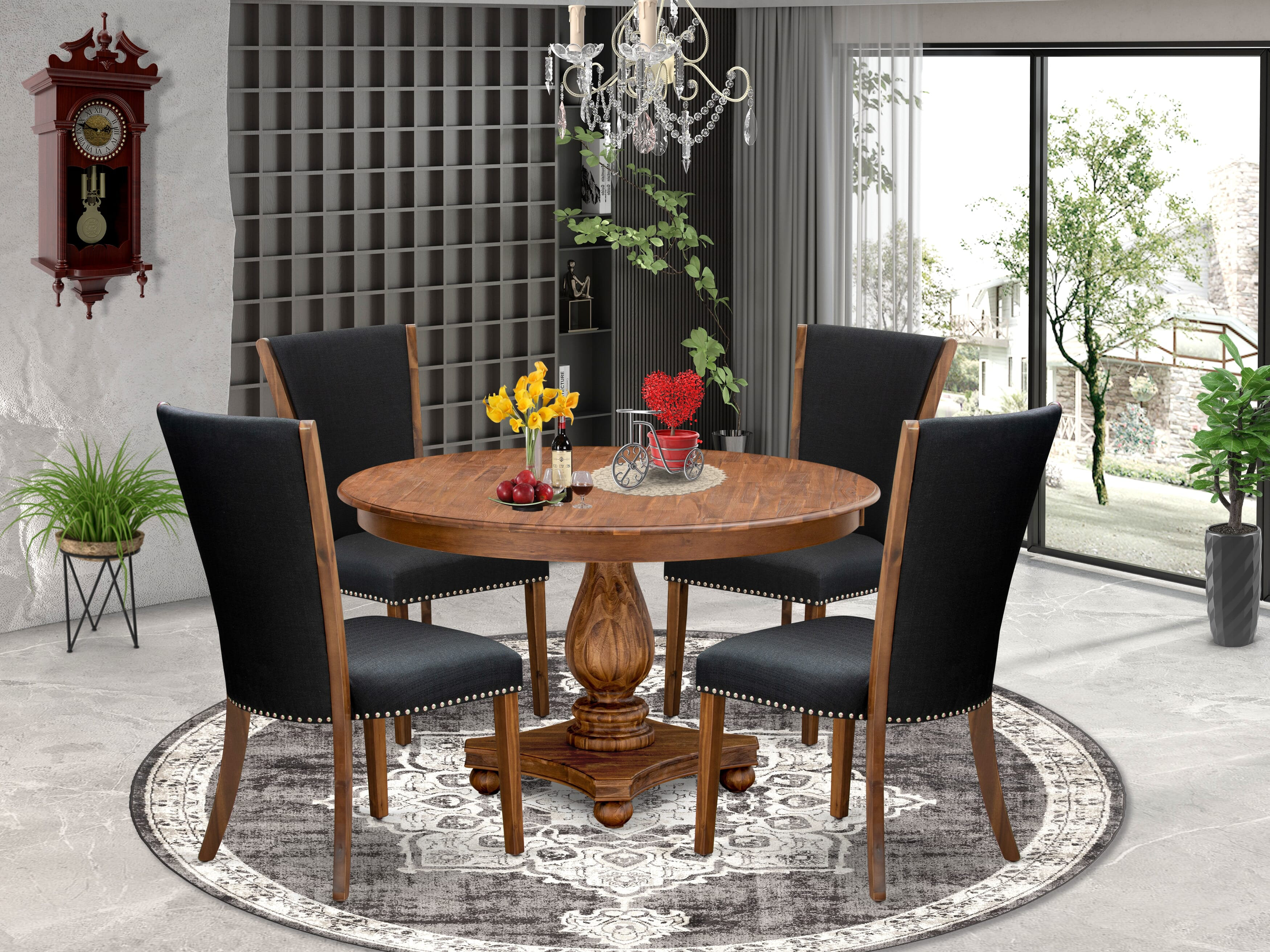 Red Barrel Studio® 5 Piece Dinette Set Contains a Round Kitchen Table ...