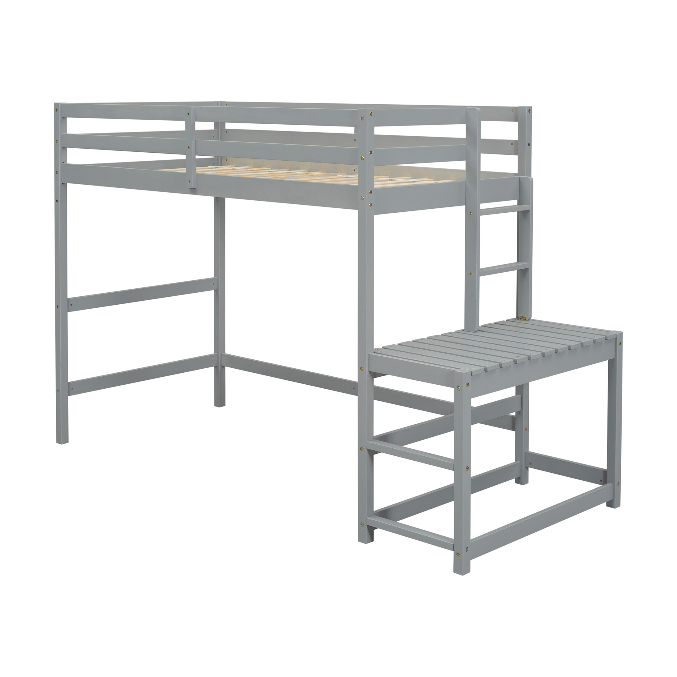 Latitude Run® High Loft Bed with Ladder landing Platform, Ladders ...