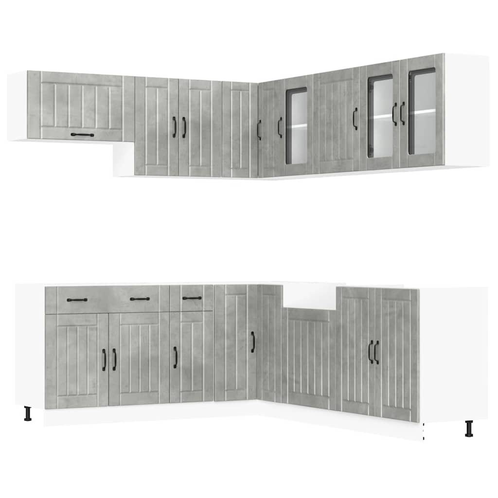 Vidaxl Kitchen Cabinet Set Engineered Wood And Glass | Wayfair
