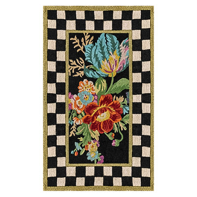 CompanyC Porcelain Jar Floral Hand Hooked Wool Green/Blue/Red Area Rug ...