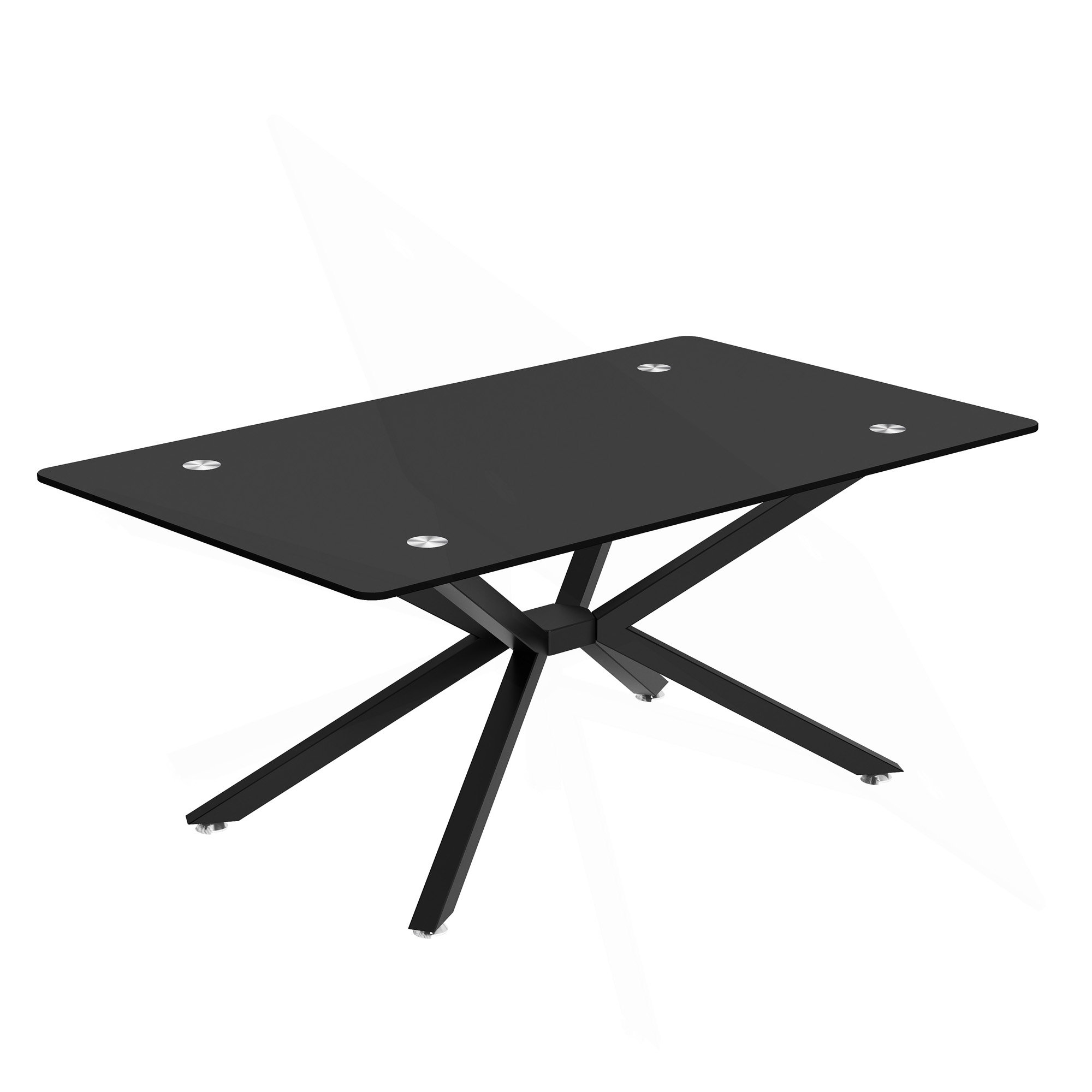 Wrought Studio™ 39.37" Rectangle Black Glass Coffee Table,Stylish ...