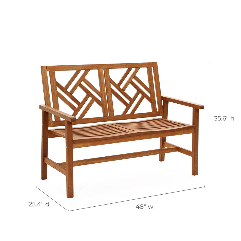 Lark Manor™ Outdoor Solid Wood Double Cross Back Loveseat Park Bench ...