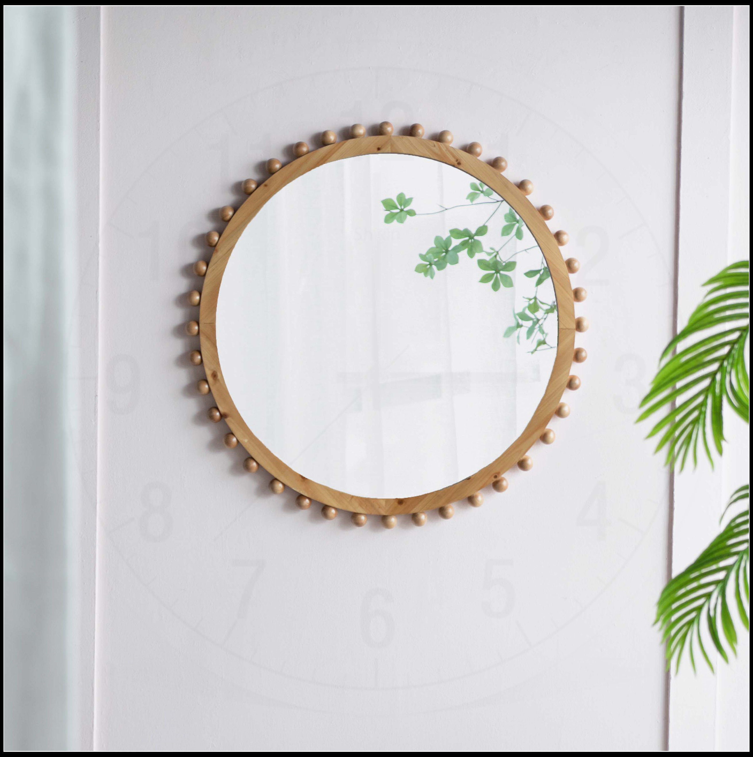 Ophelia & Co. Exquisite Wood Round Mirror with Beaded Frame, Ideal for ...