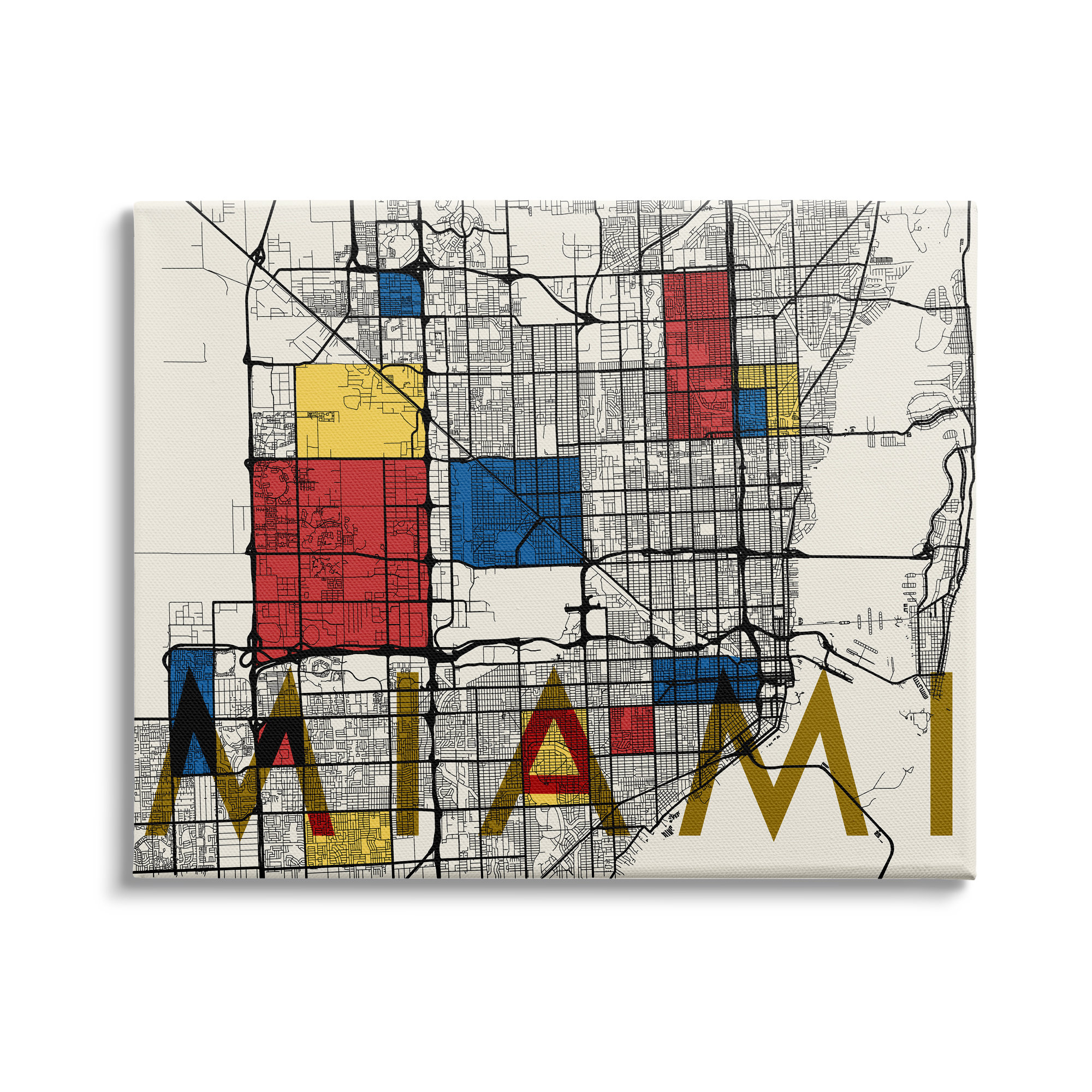 Stupell Industries Miami City Street Grid Abstract Block Shape ...