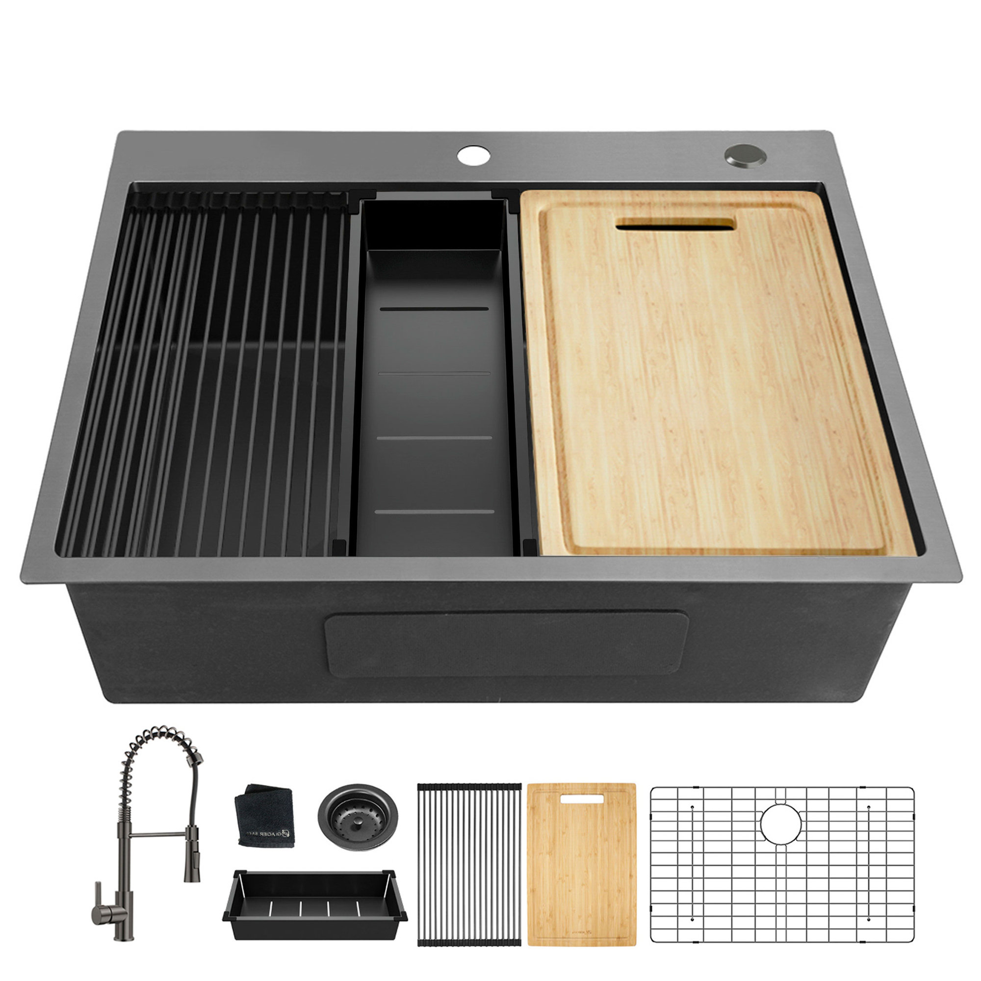 INLE Compact Workstation Kitchen Sink with Faucet – Stainless Steel ...