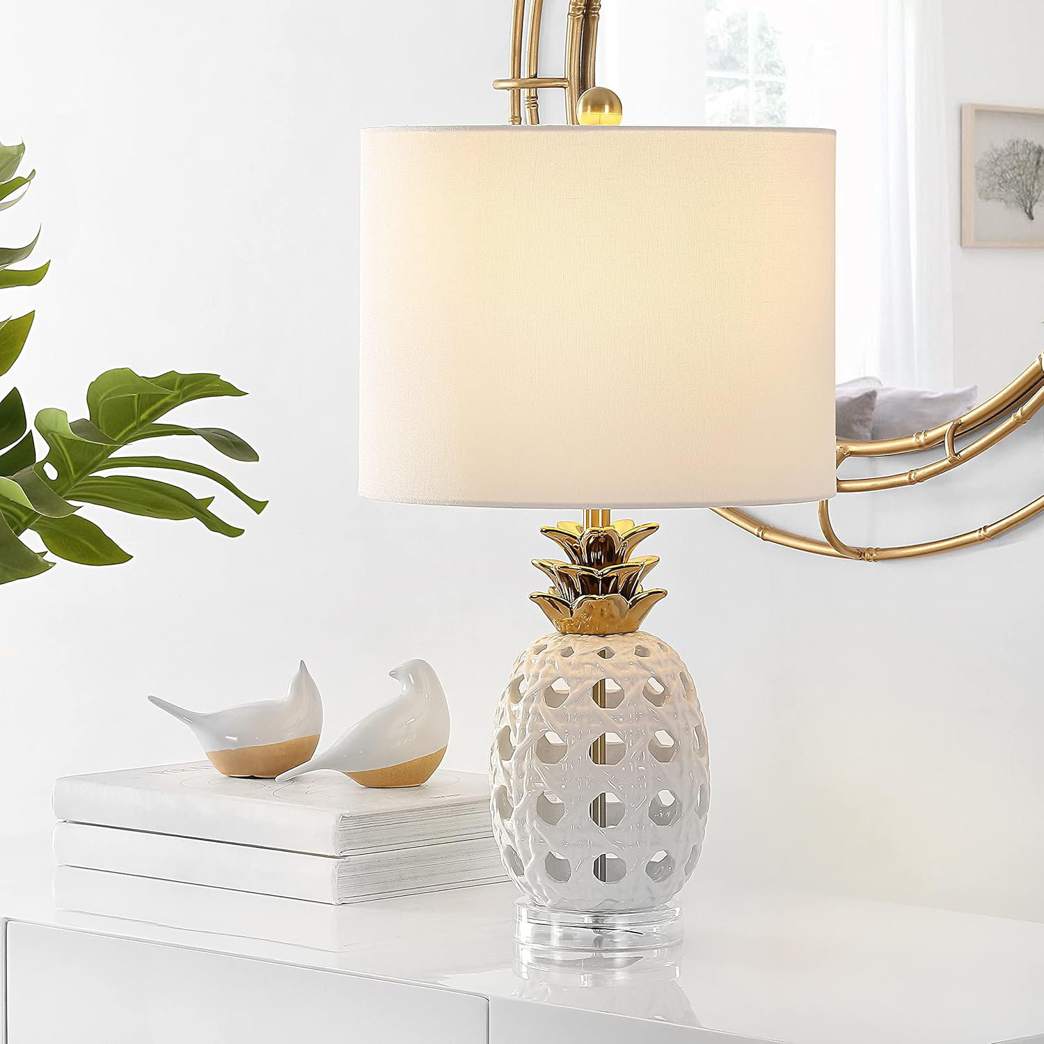 Bayou Breeze Pineapple Table Lamp With Led Bulb For Bedroom, Living Room, Home Office, And ...