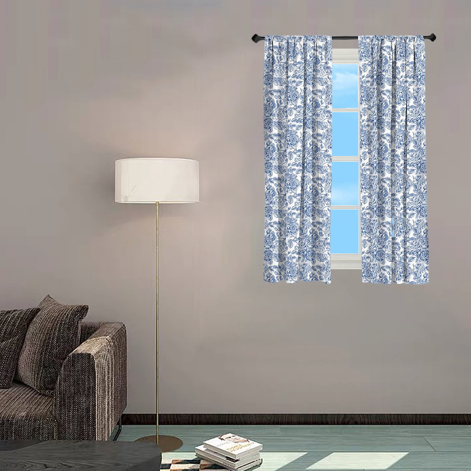 Charlton Home Angeliya Microfiber Floral Room Darkening Rod Pocket ...