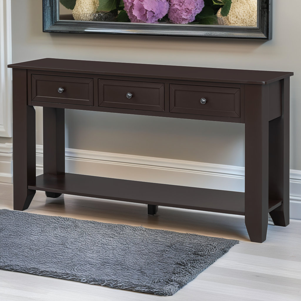 Latitude Run® 55.4" Narrow Console Table – 3-Drawer Entryway Sideboard ...