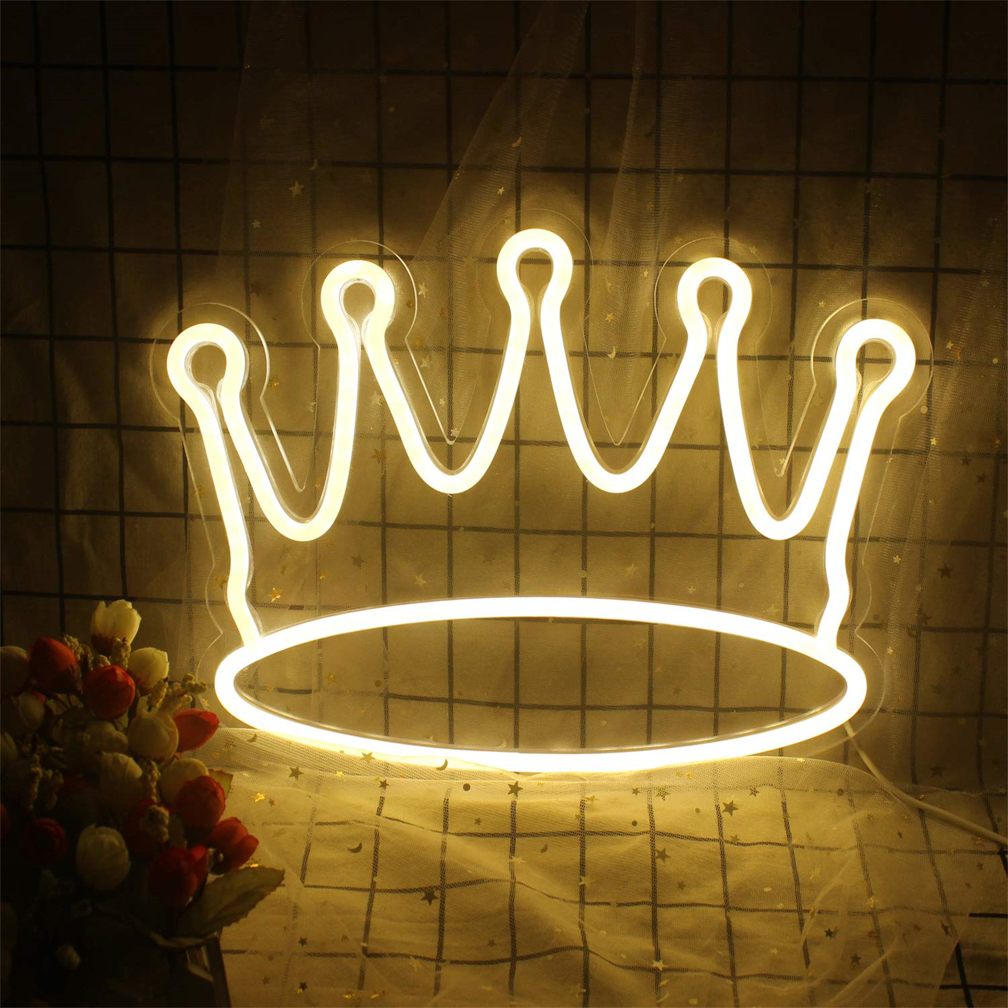 The Holiday Aisle® LED Crown Neon Light (Warm White) | Wayfair