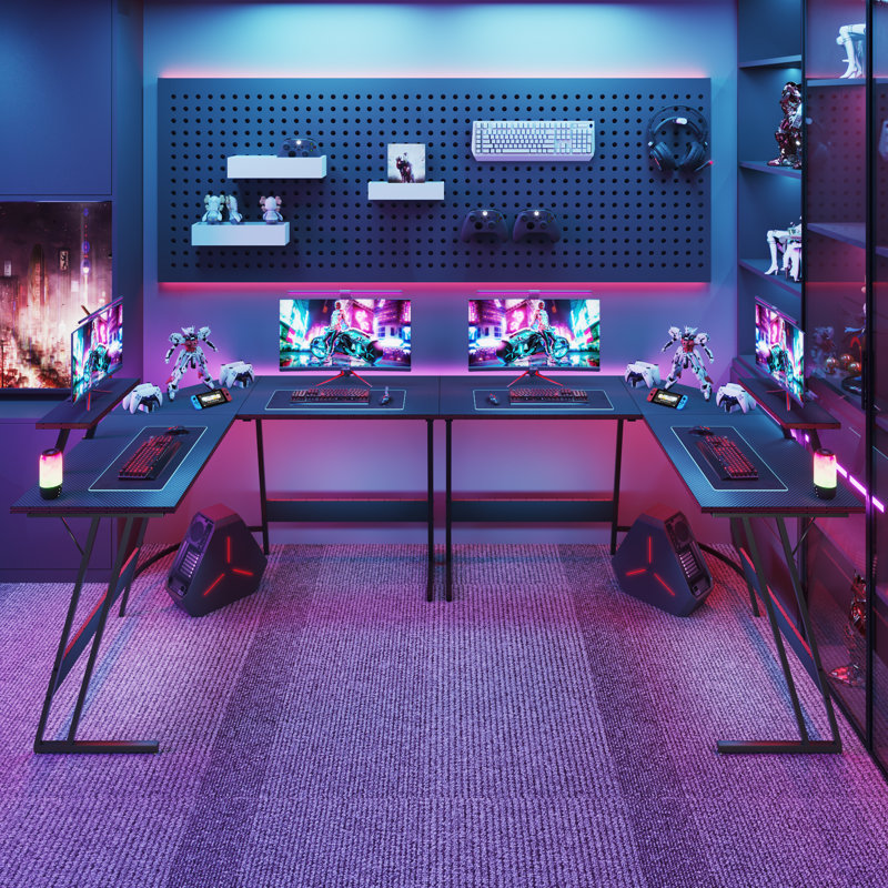 Inbox Zero Sherri L Shaped Gaming Computer Desk with Large Monitor ...