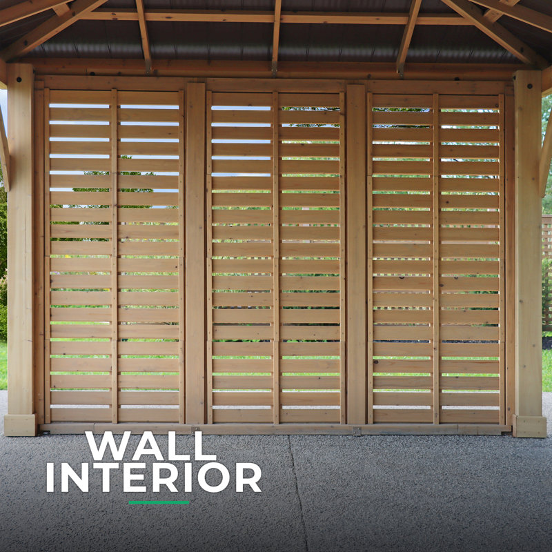 Yardistry 12' Meridian Wood Privacy Wall Premium Cedar Lumber with ...