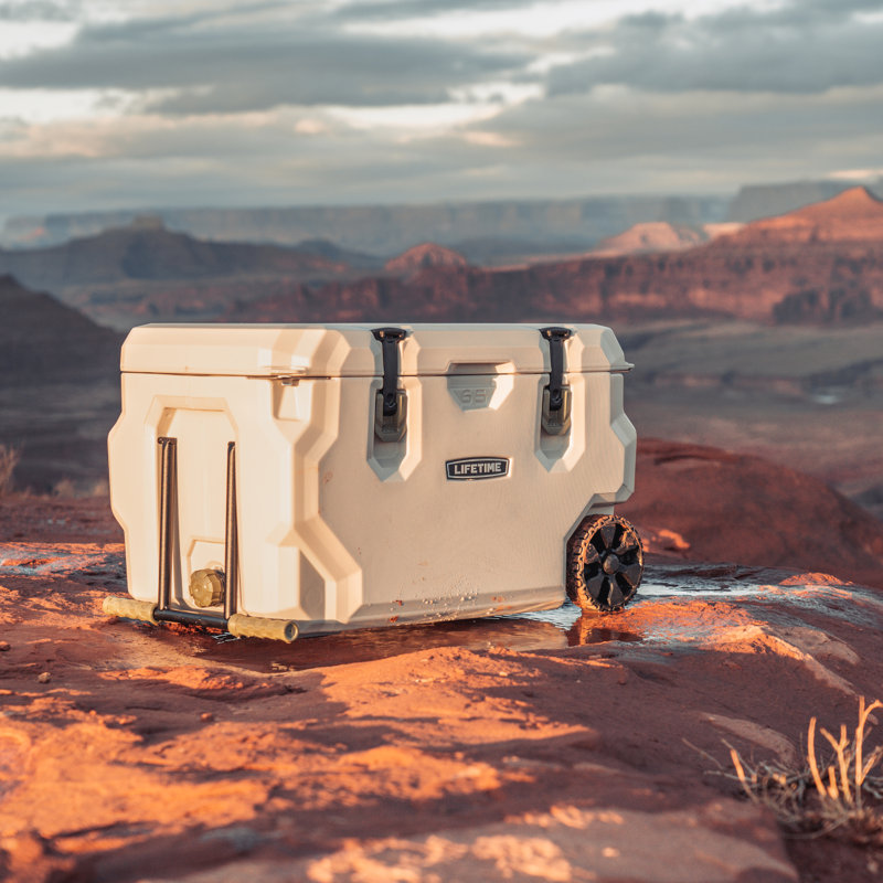 Lifetime 65 Quarts Wheeled Ice Chest Cooler , Pumice Stone/Black ...