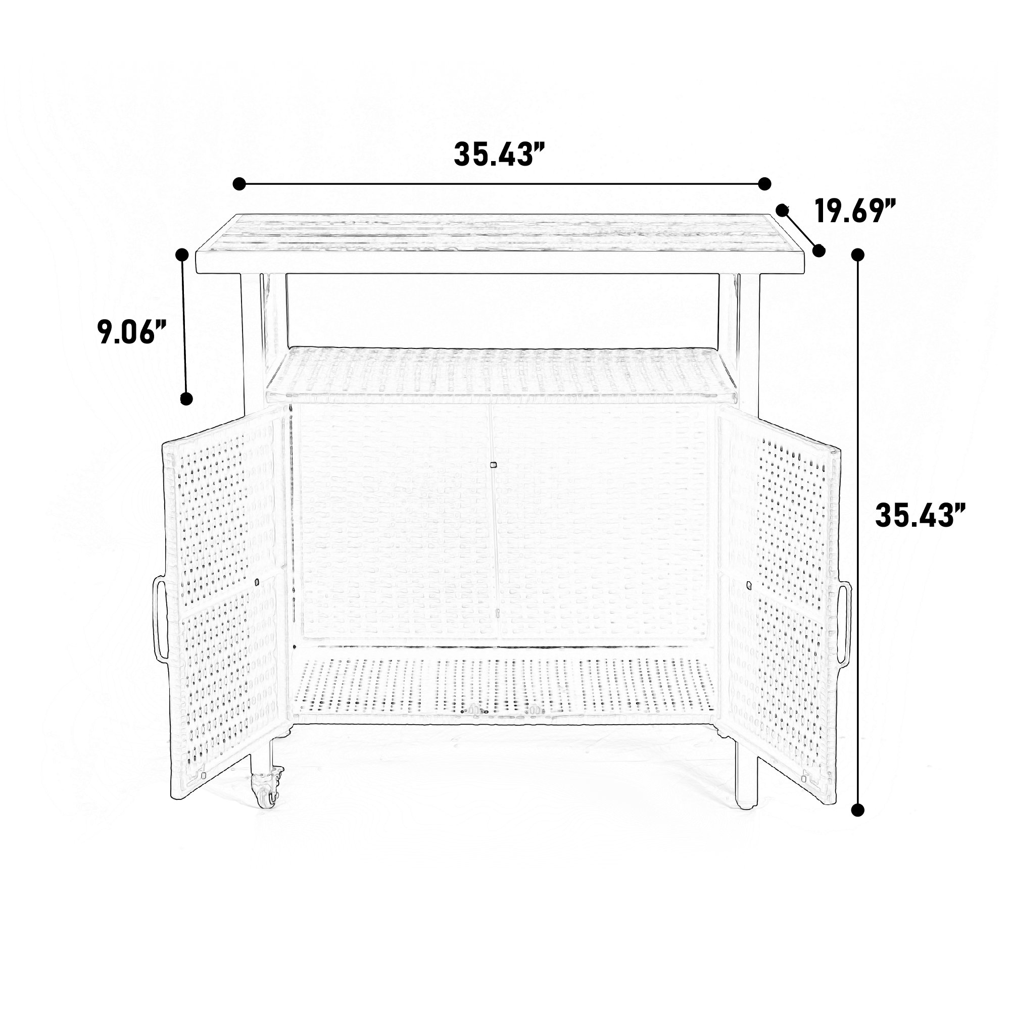 Lark Manor™ Outdoor Wicker Bar Cart, Patio Wine Serving Cart w/Wheels ...
