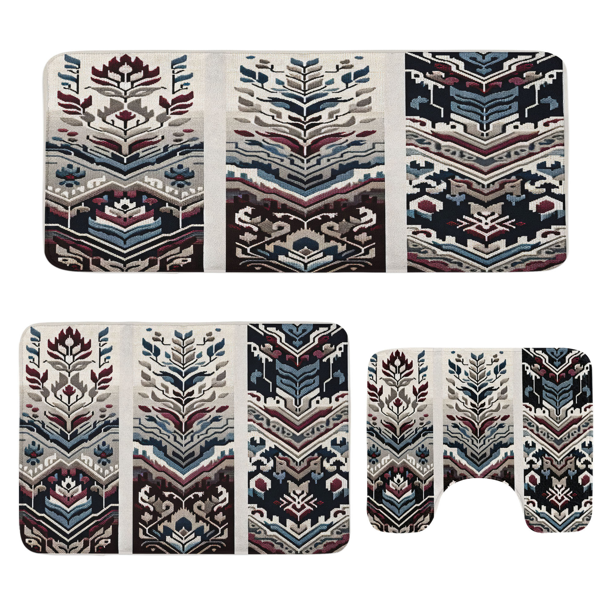 Latitude Run® Southwestern Bathroom Rug Set 3 Pieces U-Shape ...