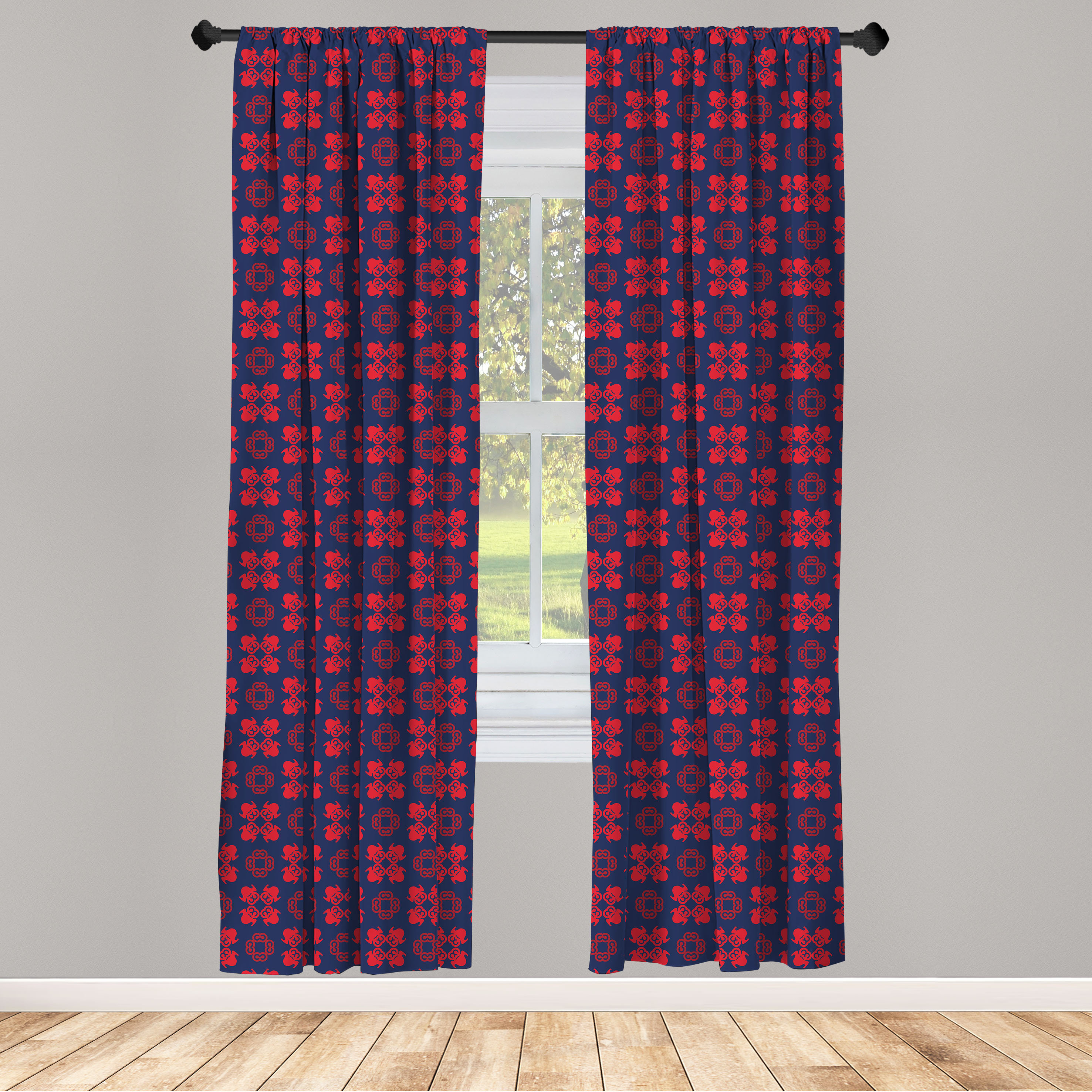 Red Barrel Studio® Retro 4-Panel Curtains, Rococo Baroque Influences ...
