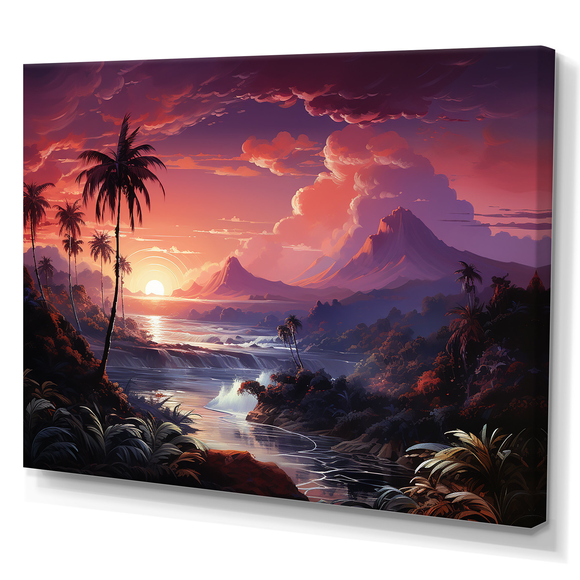 Design Art Abstract Hawaii Palm Tree Sunset I On Canvas Print | Wayfair