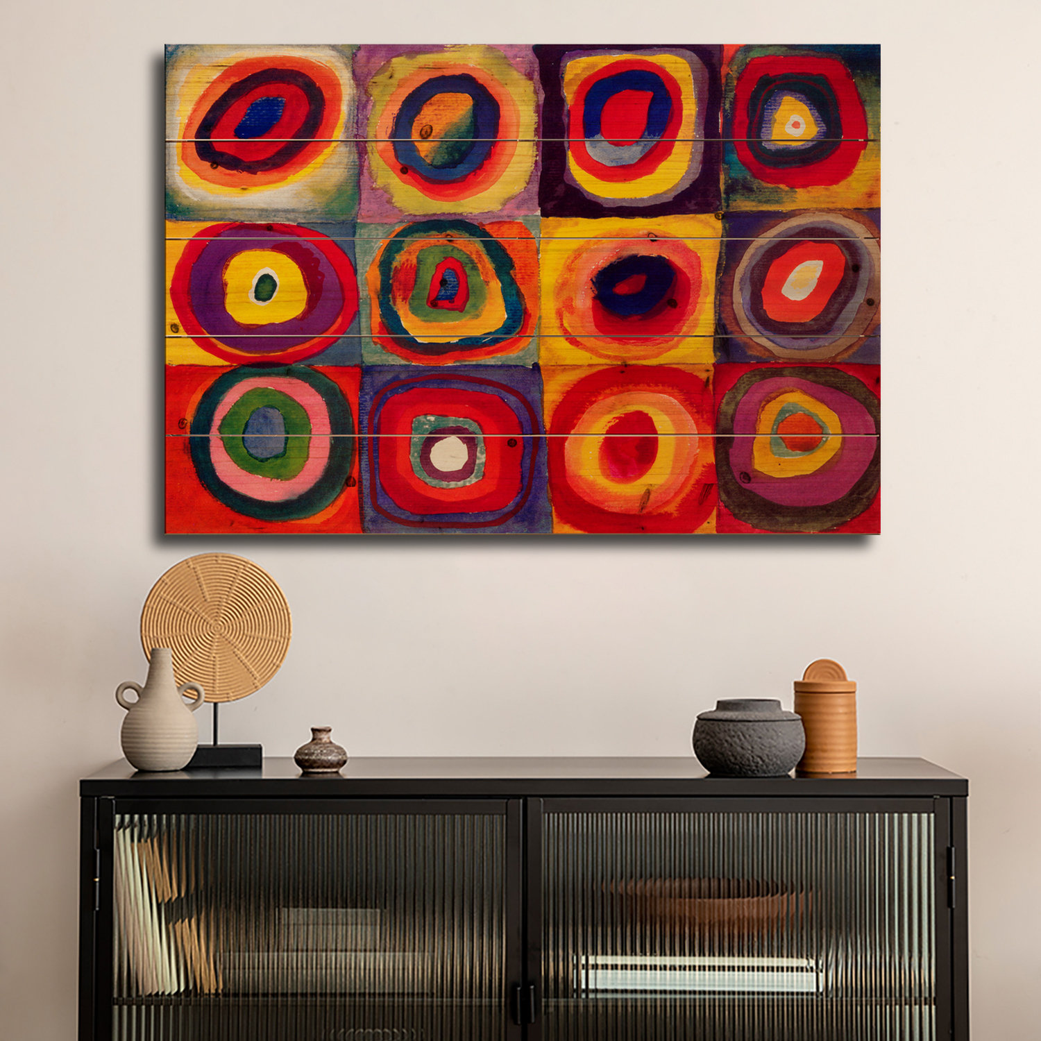 Winston Porter Wood Wall Art Print - Squares with Concentric Circles by ...