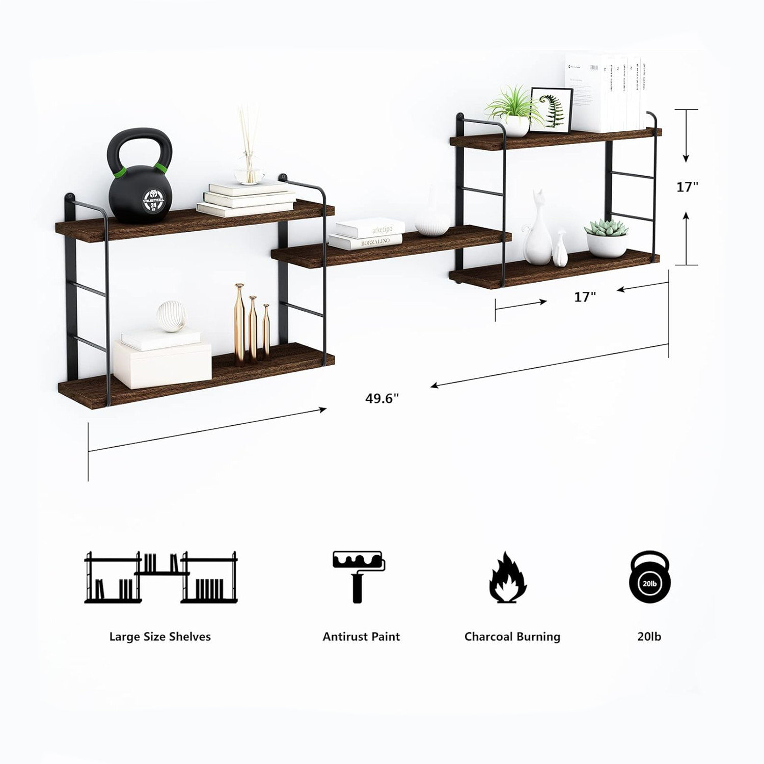 Ophelia & Co. Wall Mounted Floating Shelves,Rustic Wall Decor Easy ...