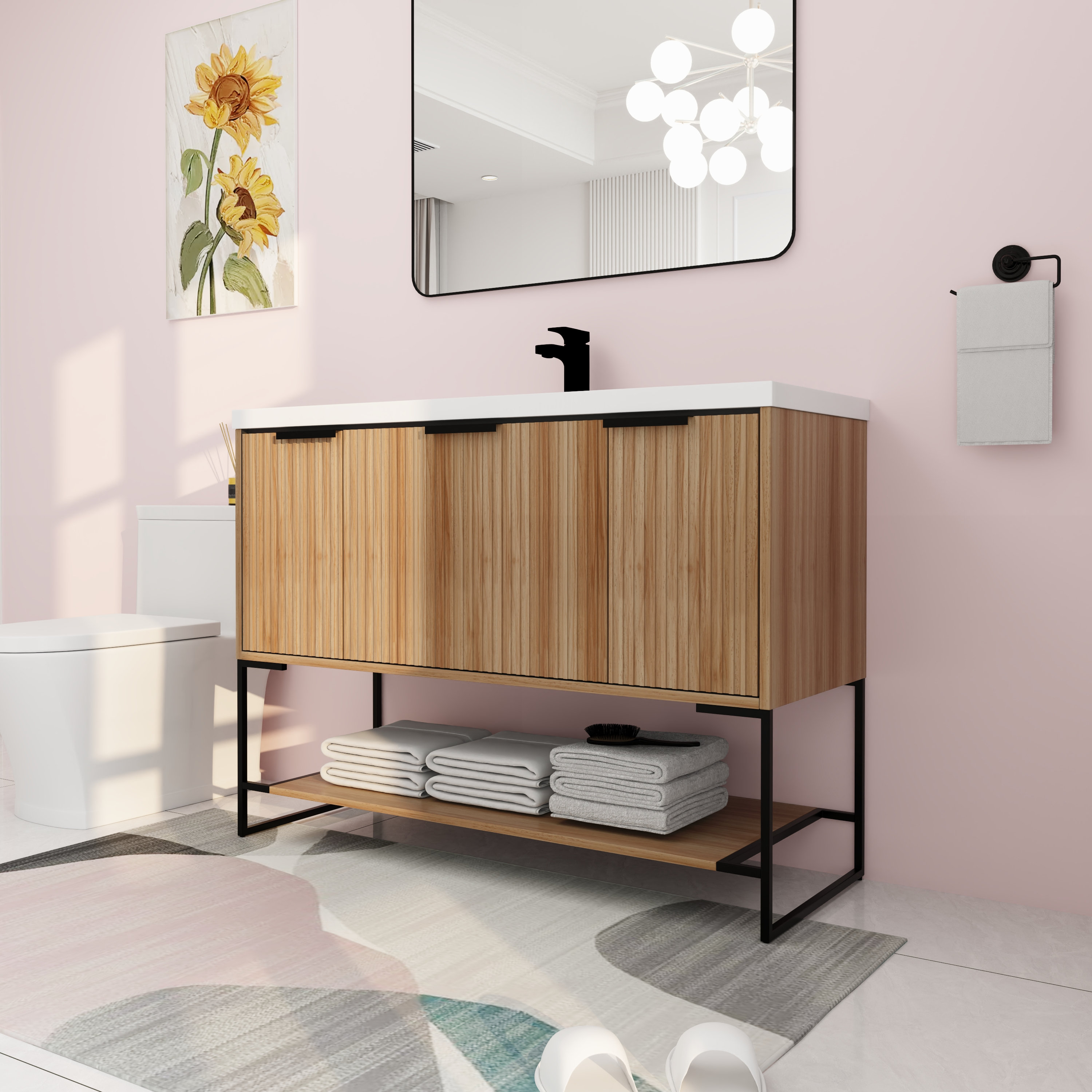 Latitude Run® 48'' Free-Standing Single Bathroom Vanity With Resin ...