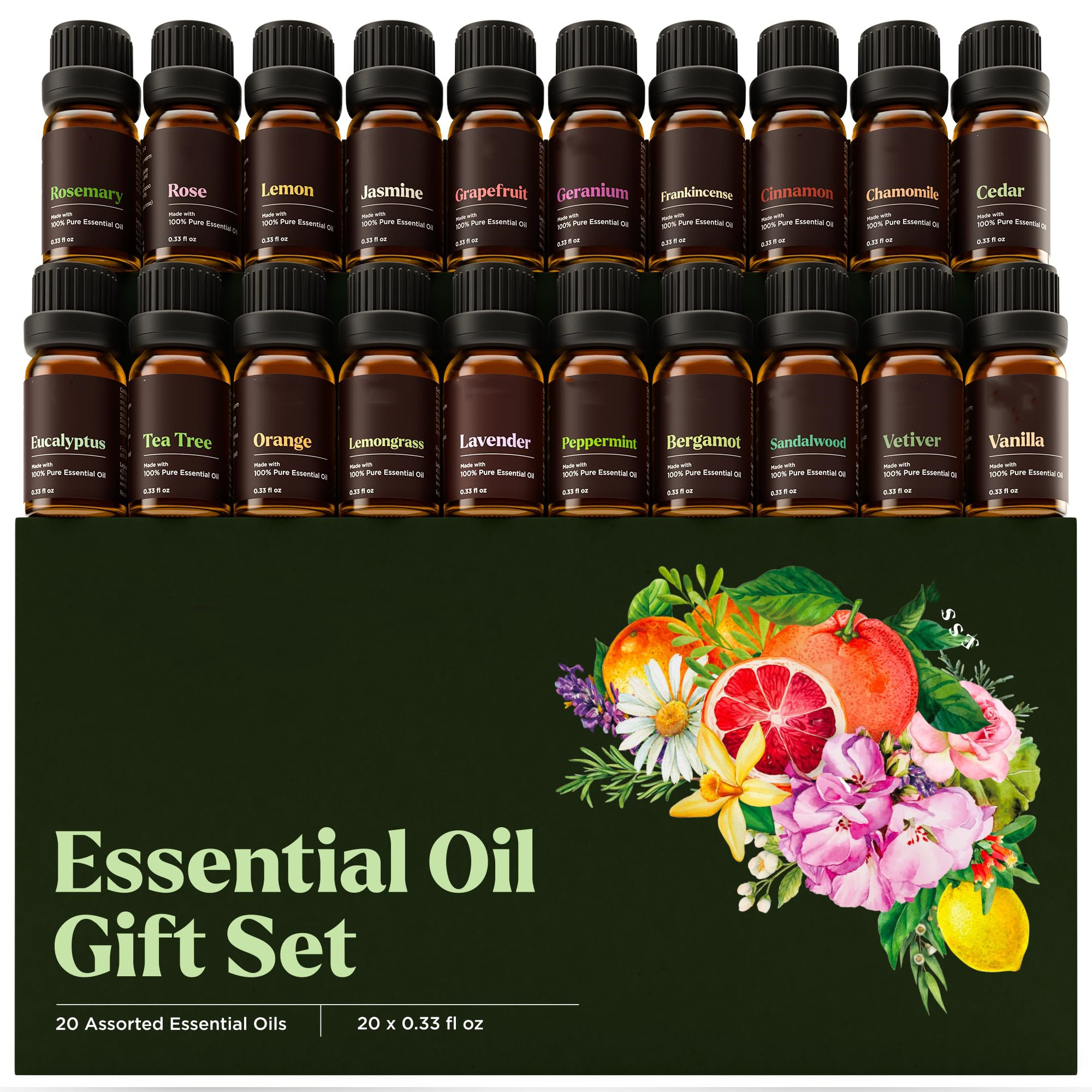 Symple Stuff Essential Oils Set - Top 20 Gift Set Oils For Diffusers ...