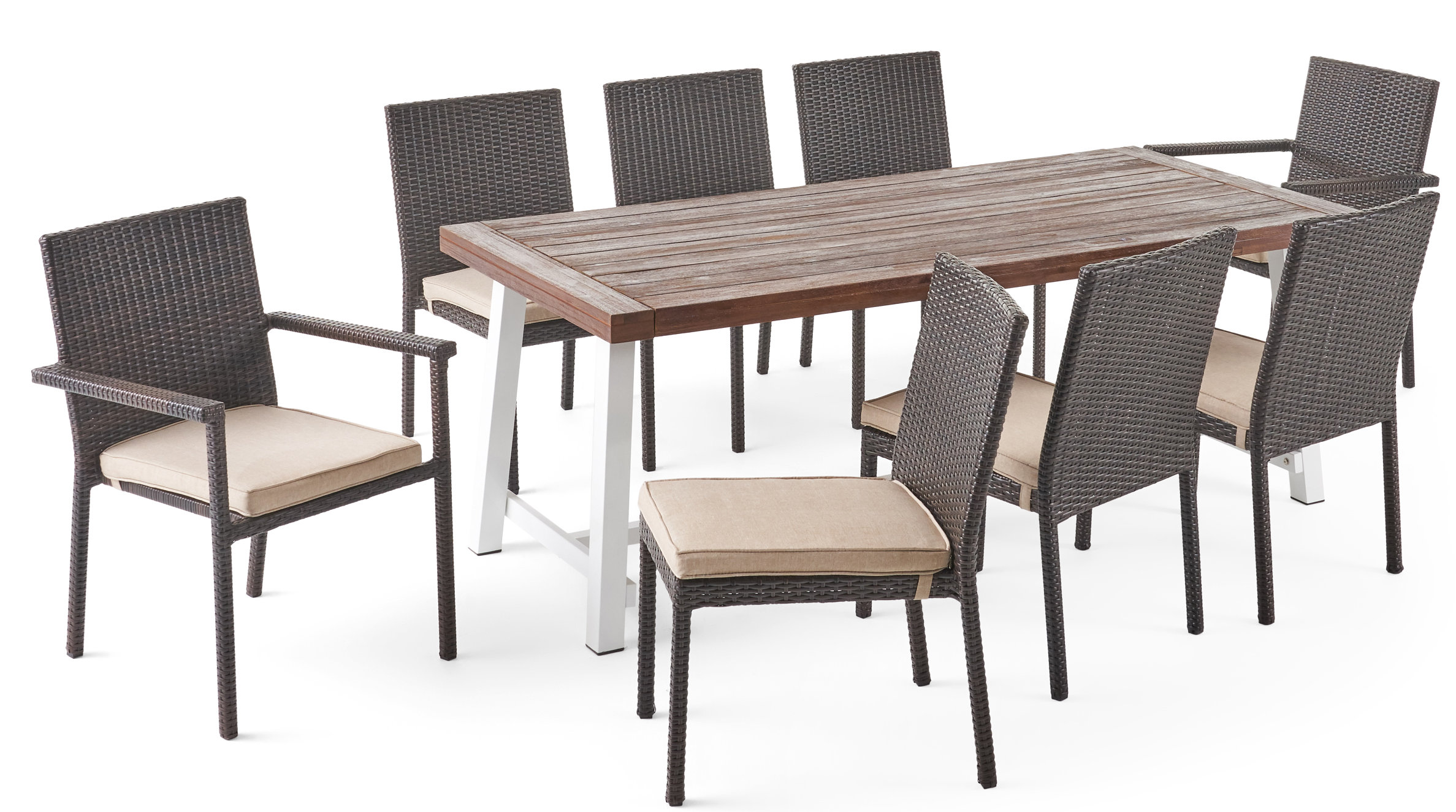 AllModern Louise Outdoor 9 Piece Dining Set with Cushions | Wayfair