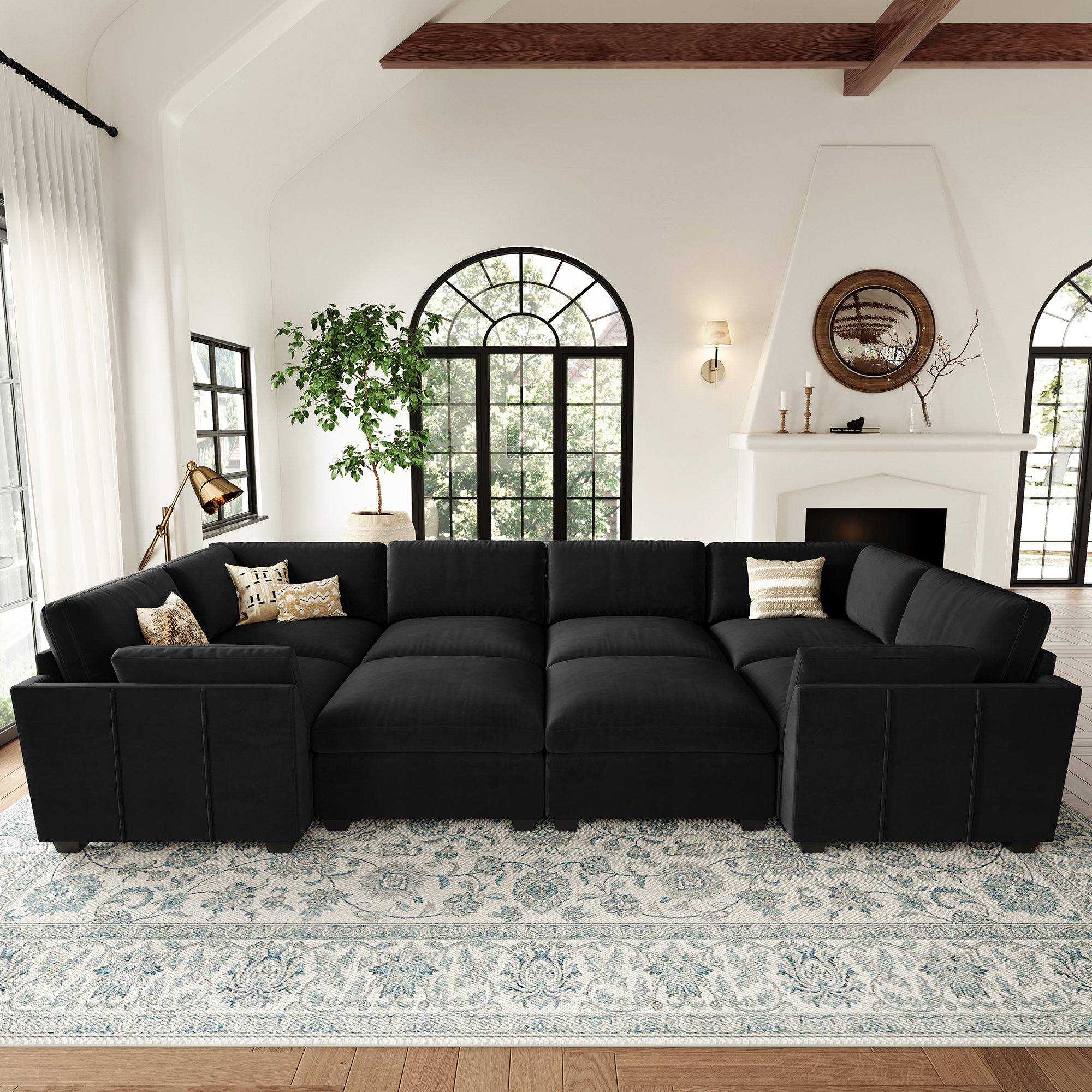 Mercer41 Knaack Velvet Oversized 8 Seats 137.8'' Wide Sofa Bed ...