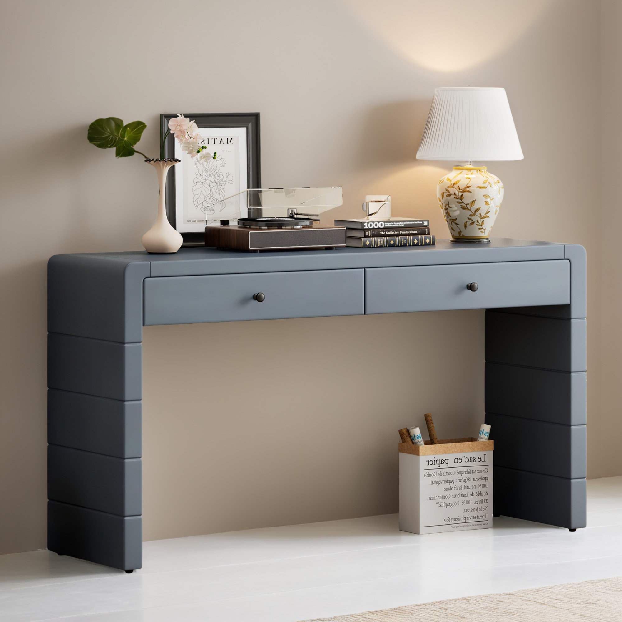 Latitude Run® 55" Console Table Sofa Table with 2 Drawers for Entryway ...