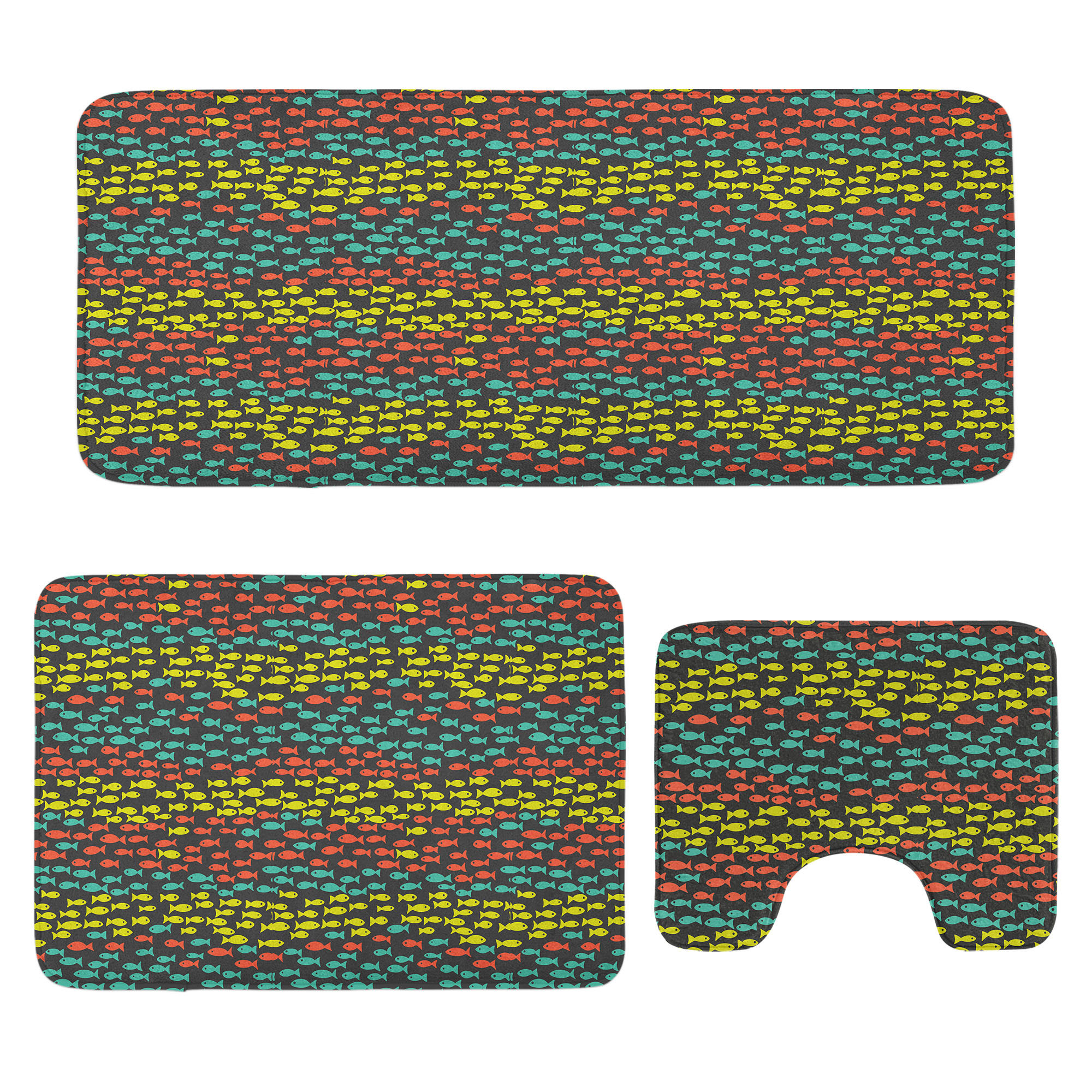 Dakota Fields Fish Bathroom Rug Set 3 Pieces U-Shape & Rectangle Mats ...