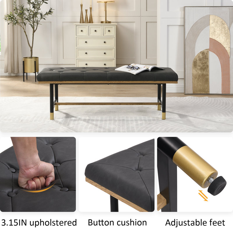 Ebern Designs Makayla Faux Leather Upholstered Bench | Wayfair