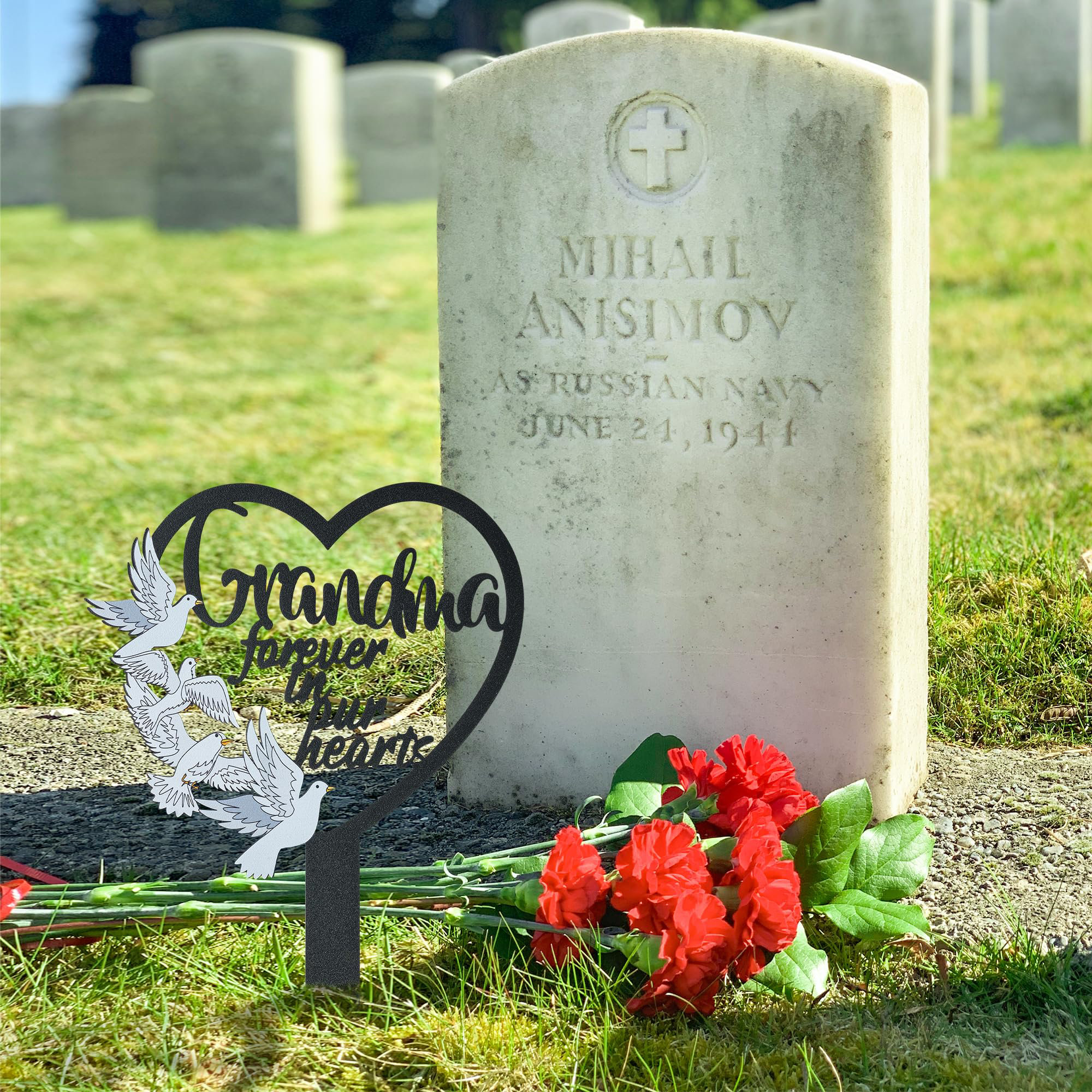 Fleur De Lis Living Cemetery Decorations - Grandpa Metal Memorial Grave ...