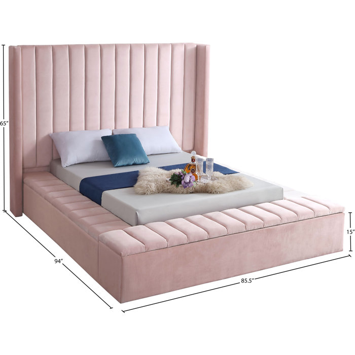 Everly Quinn Rick Upholstered Wingback Bed & Reviews | Wayfair