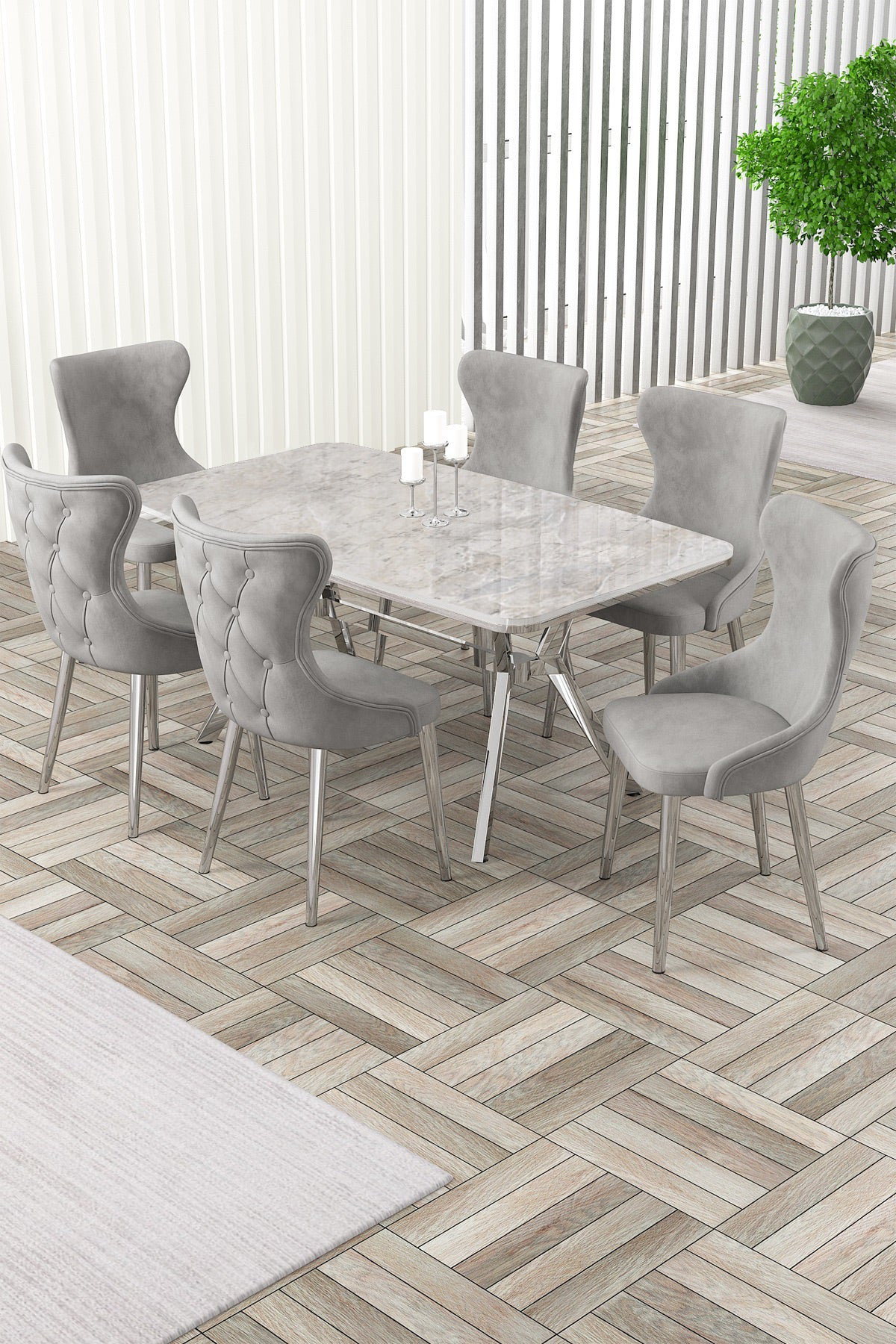 17 Stories Esla Series Dining Set - 1 Table & 6 Chairs - Modern ...