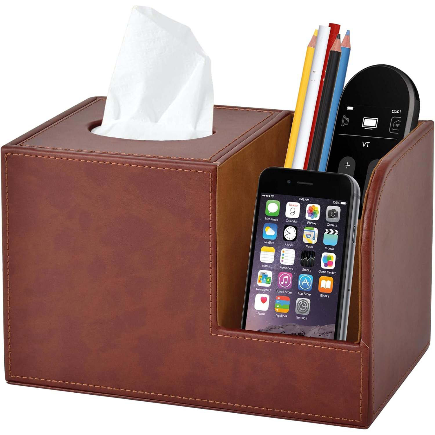 Hokku Designs PU Leather Square Tissue Box Cover,Multifunctional Tissue ...