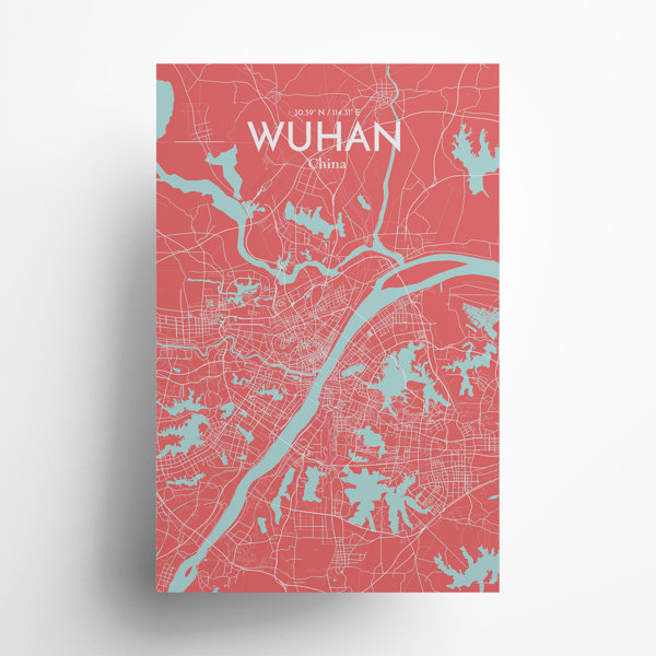 17 Stories Wuhan China|中國 City Map On Paper Print | Wayfair