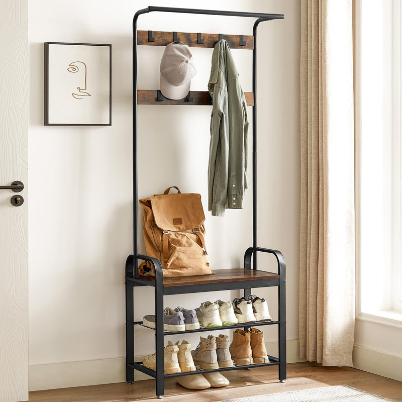 17 Stories Shino Steel Freestanding 9 - Hook Coat Rack | Wayfair